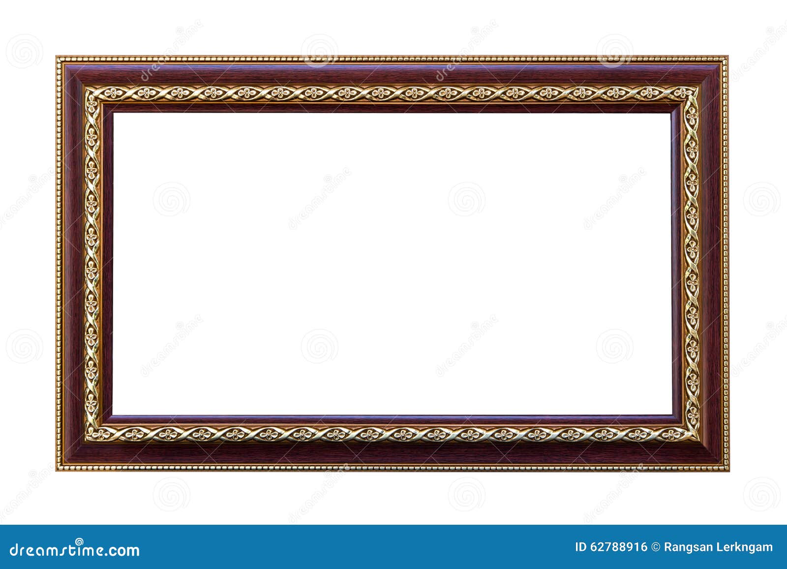 Frame with Red Oak Trimmed with Gold. Stock Photo - Image of texture ...