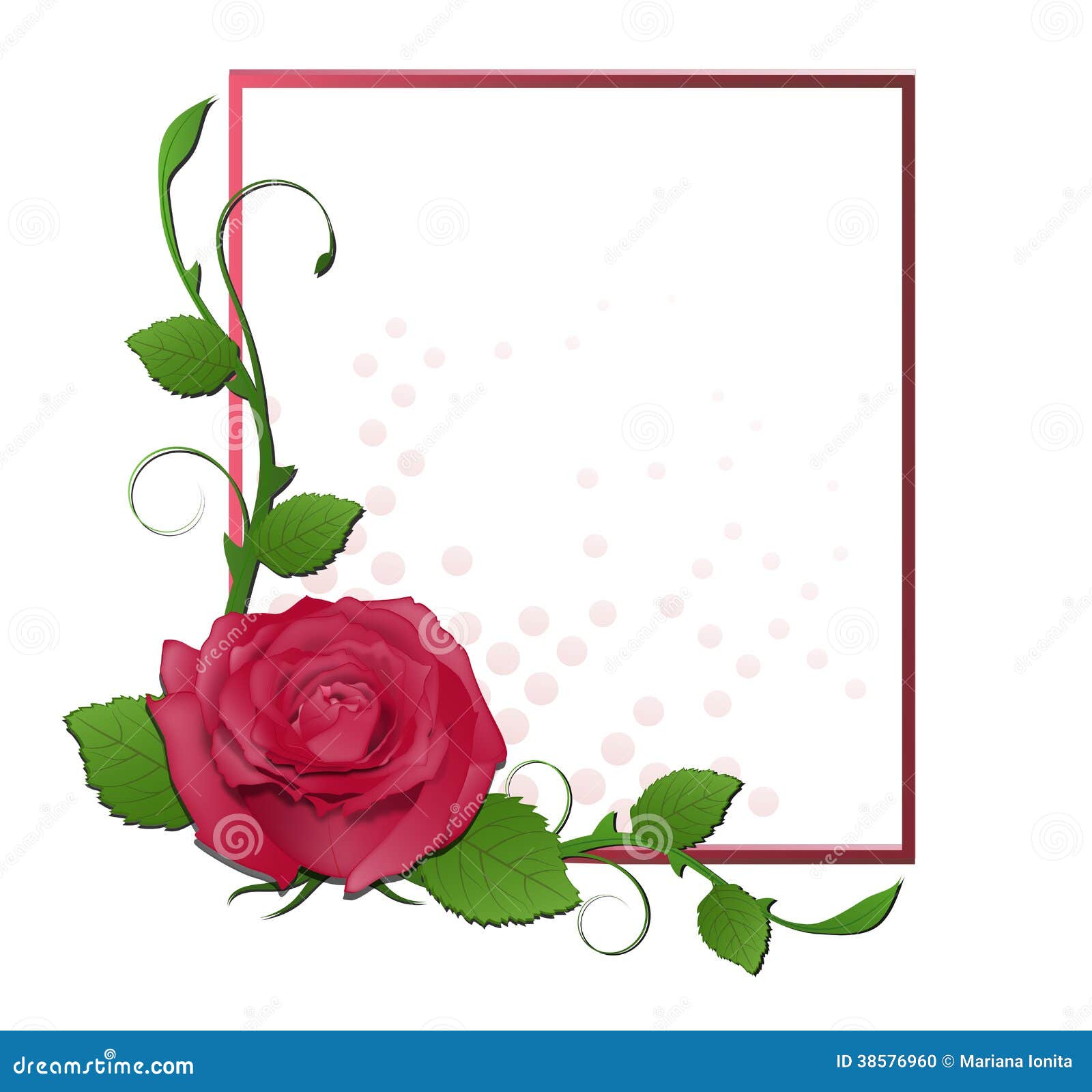 Frame with red rose stock illustration. Illustration of leaves - 38576960