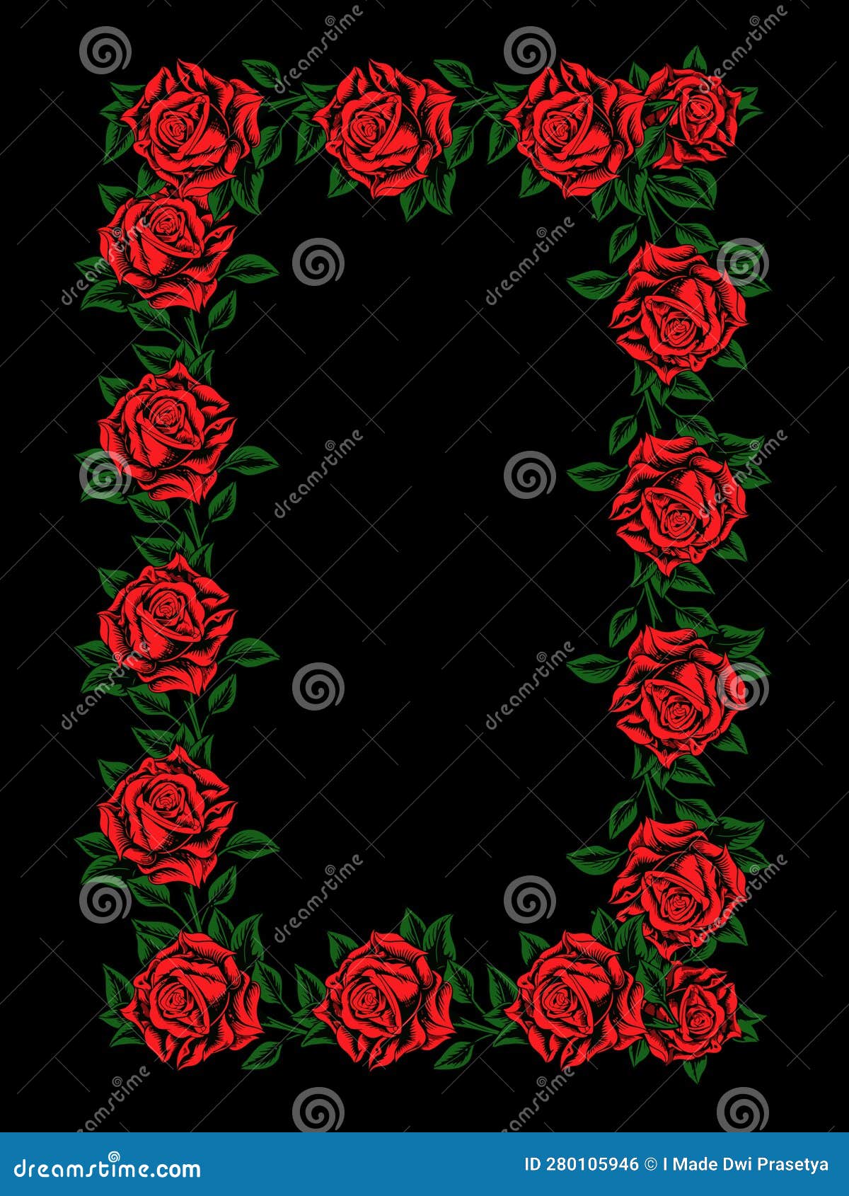 Frame Red Rose Vector Design Full Editable Color Stock Vector ...