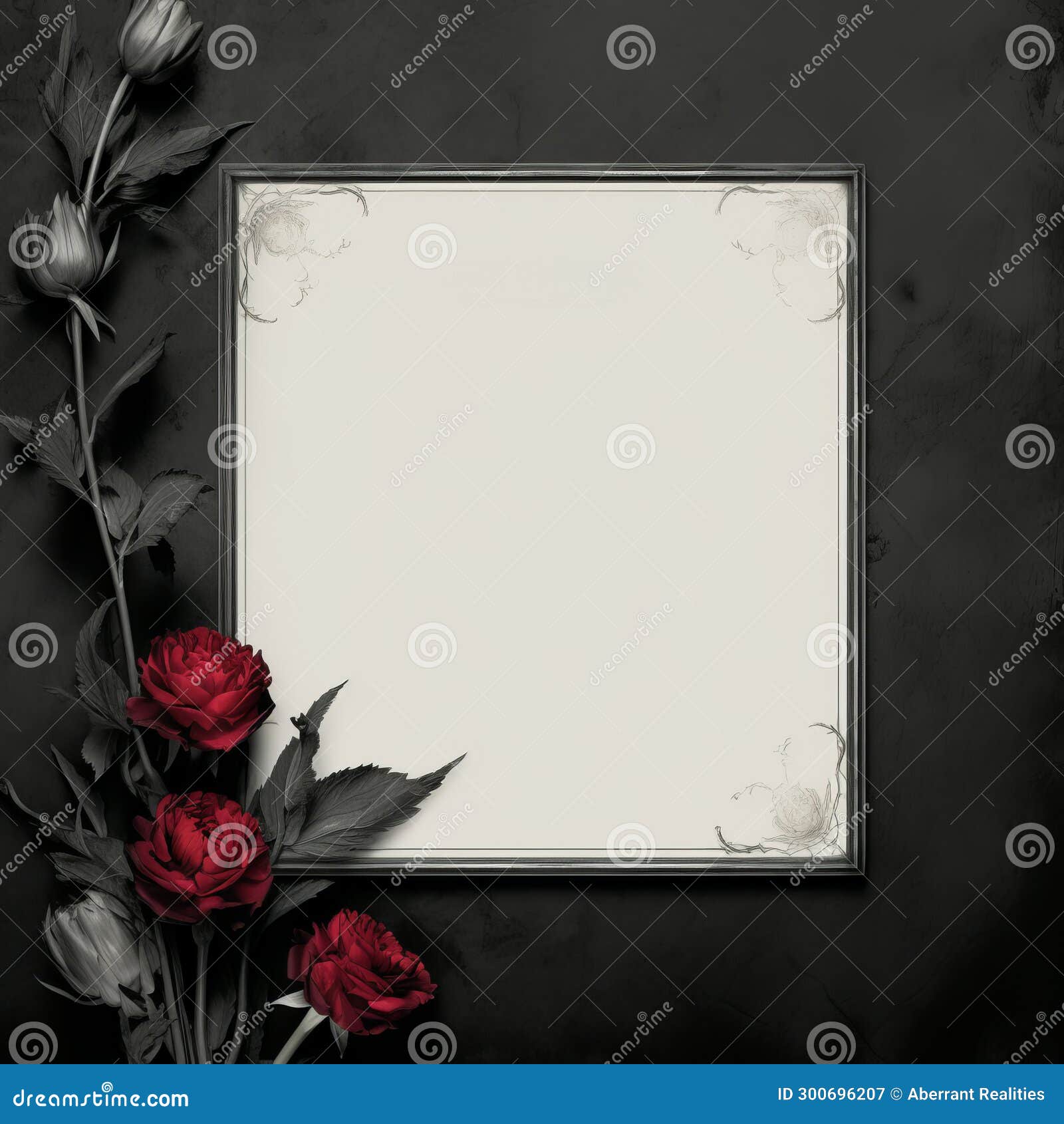 Frame with Red Roses on a Black Background Stock Illustration ...