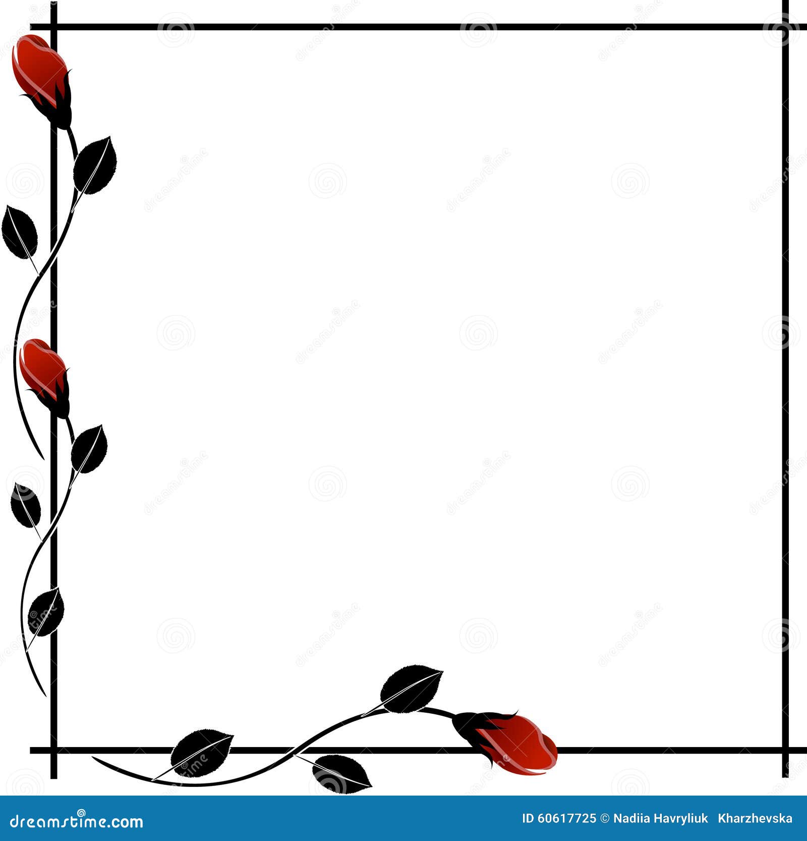 Frame with red roses. stock vector. Illustration of beautiful - 60617725