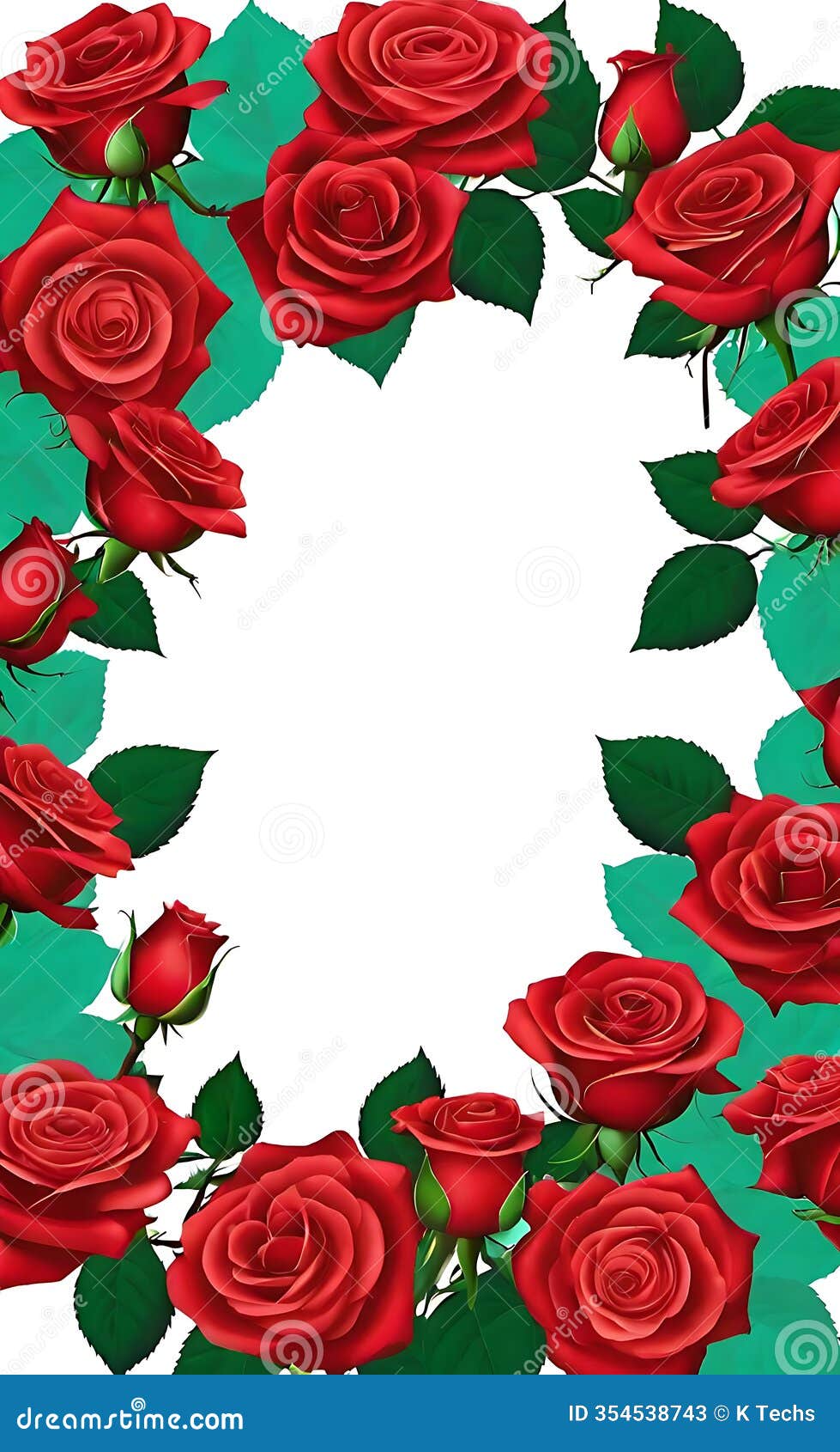 A Frame of Red Roses on a Green Stock Illustration - Illustration of ...