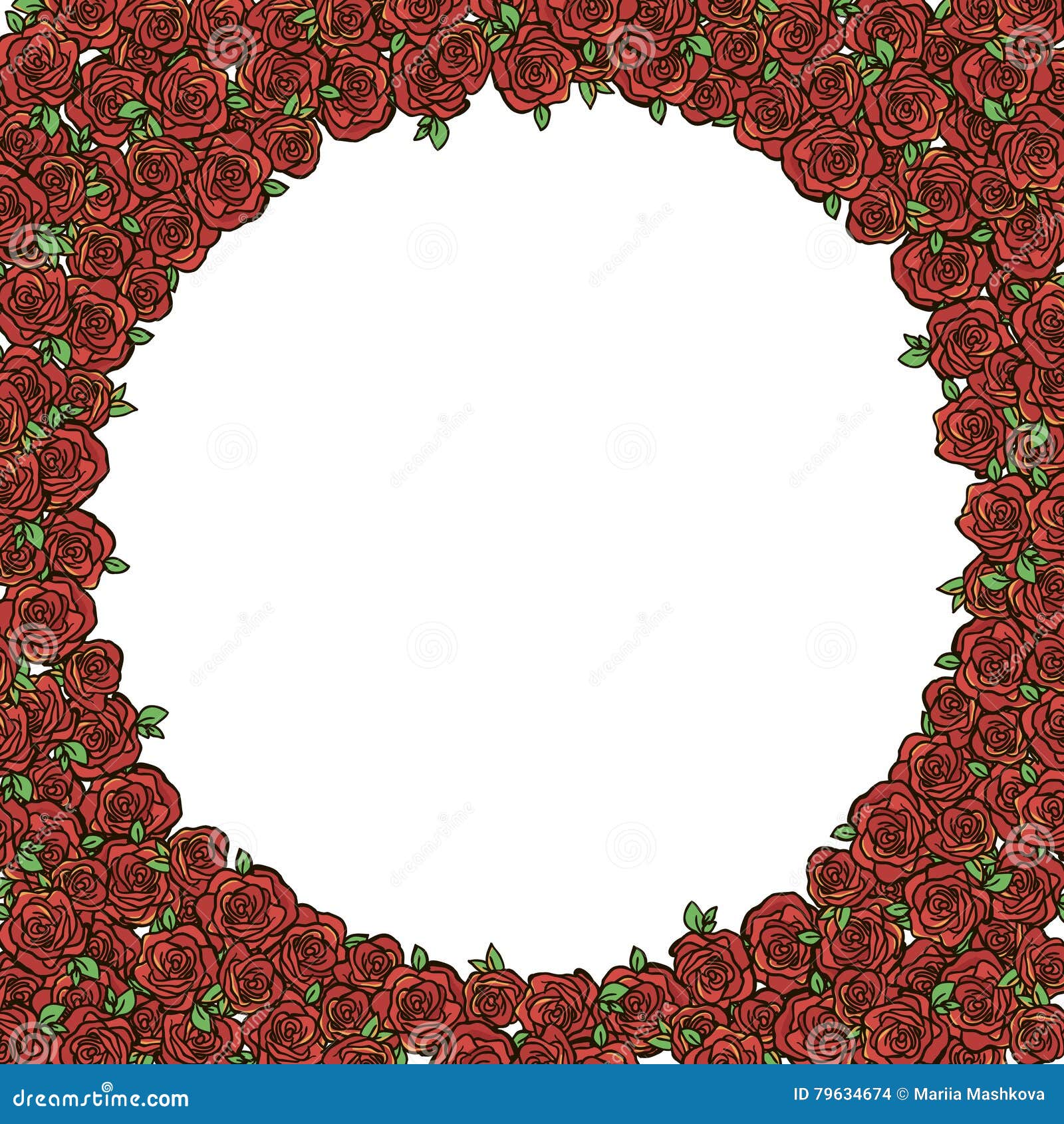 Frame with red roses. stock vector. Illustration of frame - 79634674