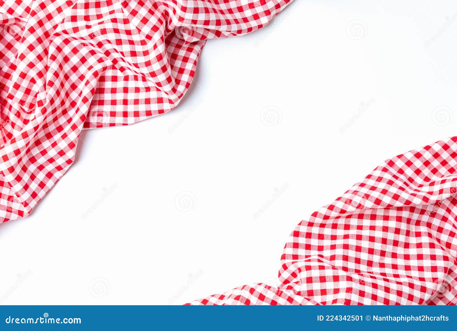 Frame Red and White Checkered Tablecloth Texture on White Background ...