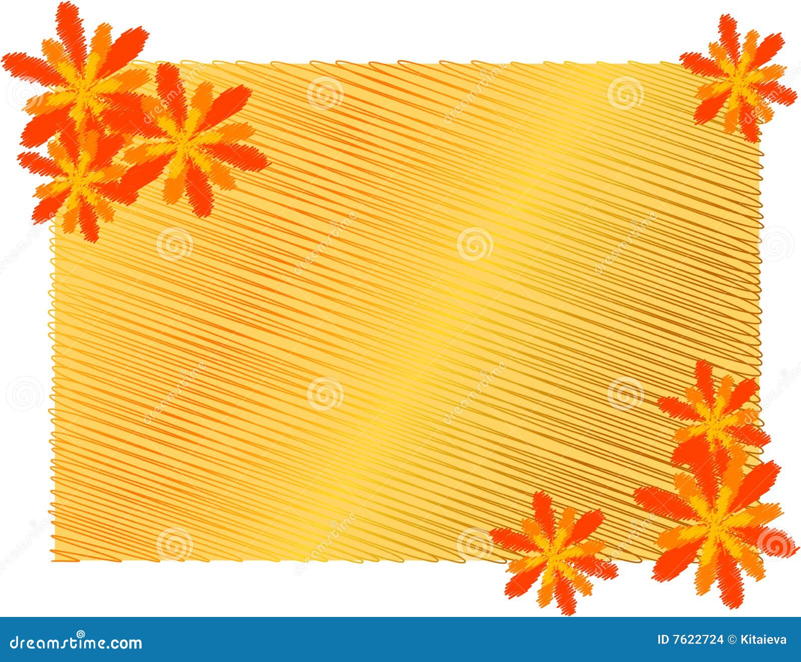 The Frame of Red and Yellow Flowers Stock Vector - Illustration of ...