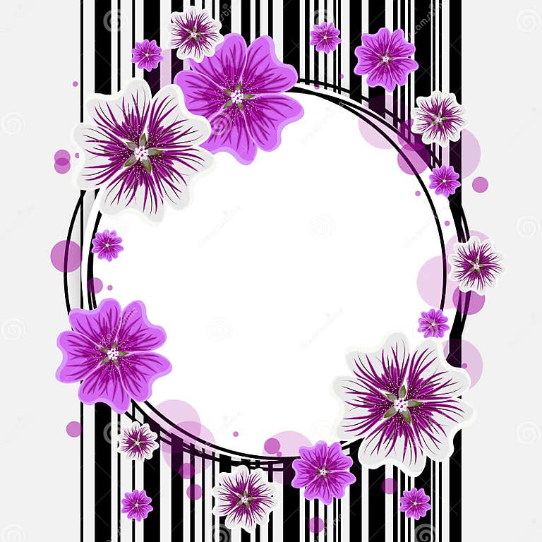 Frame redondo com flores ilustração do vetor. Ilustração de redondo ...