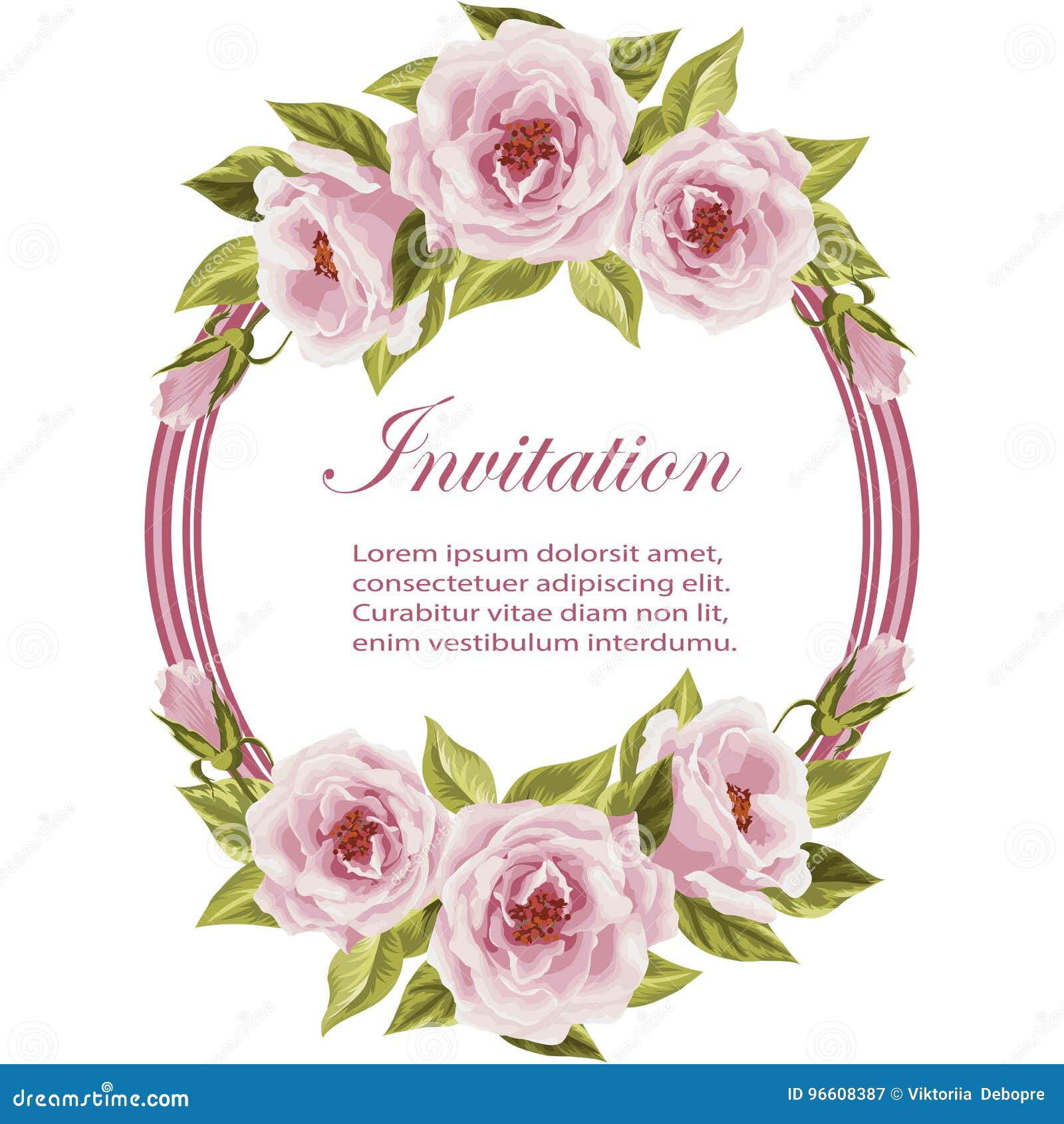 Frame redondo com rosas ilustração do vetor. Ilustração de bonito ...