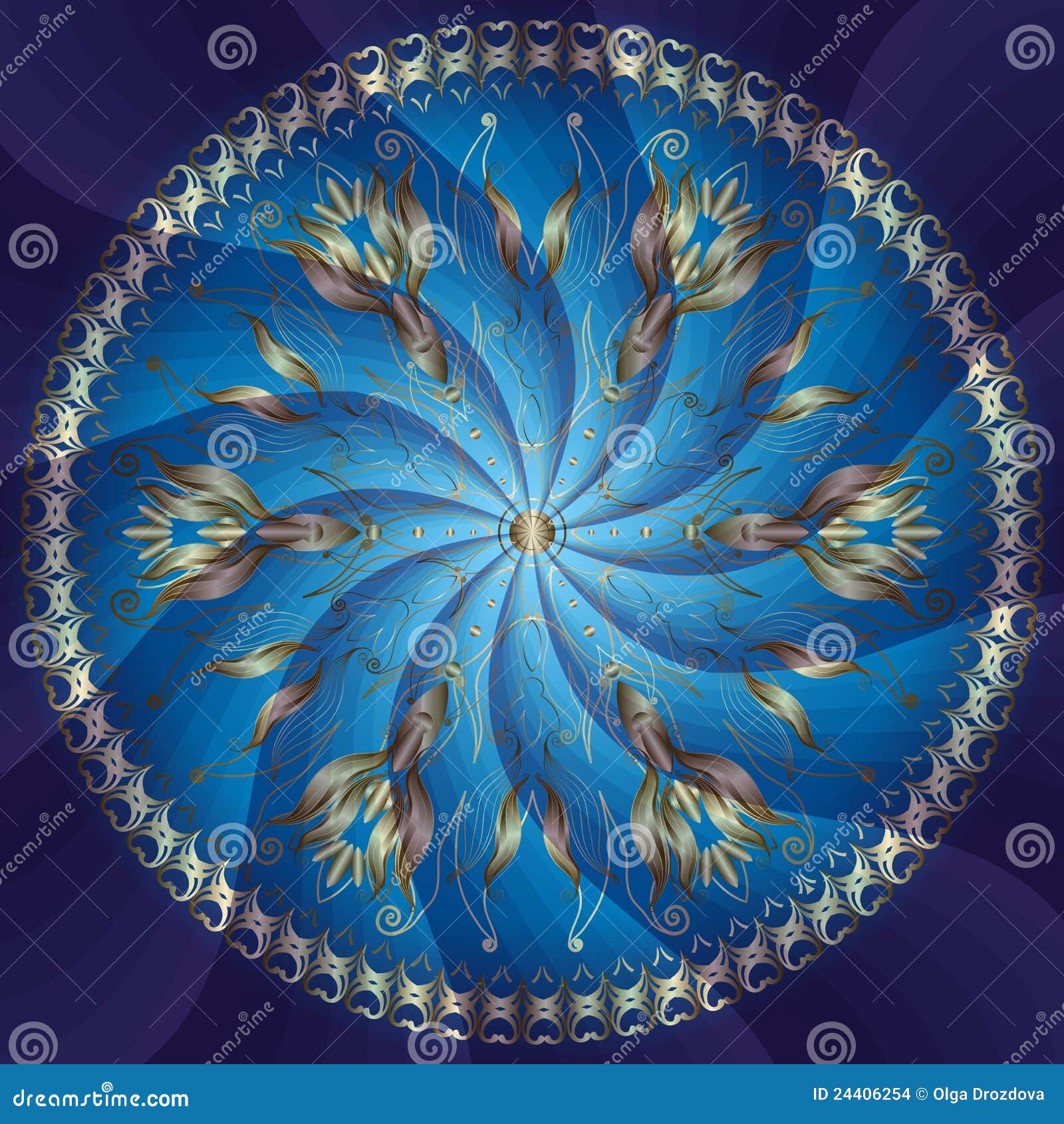 Frame Redondo Do Azul E Do Ouro Ilustração do Vetor - Ilustração de ...