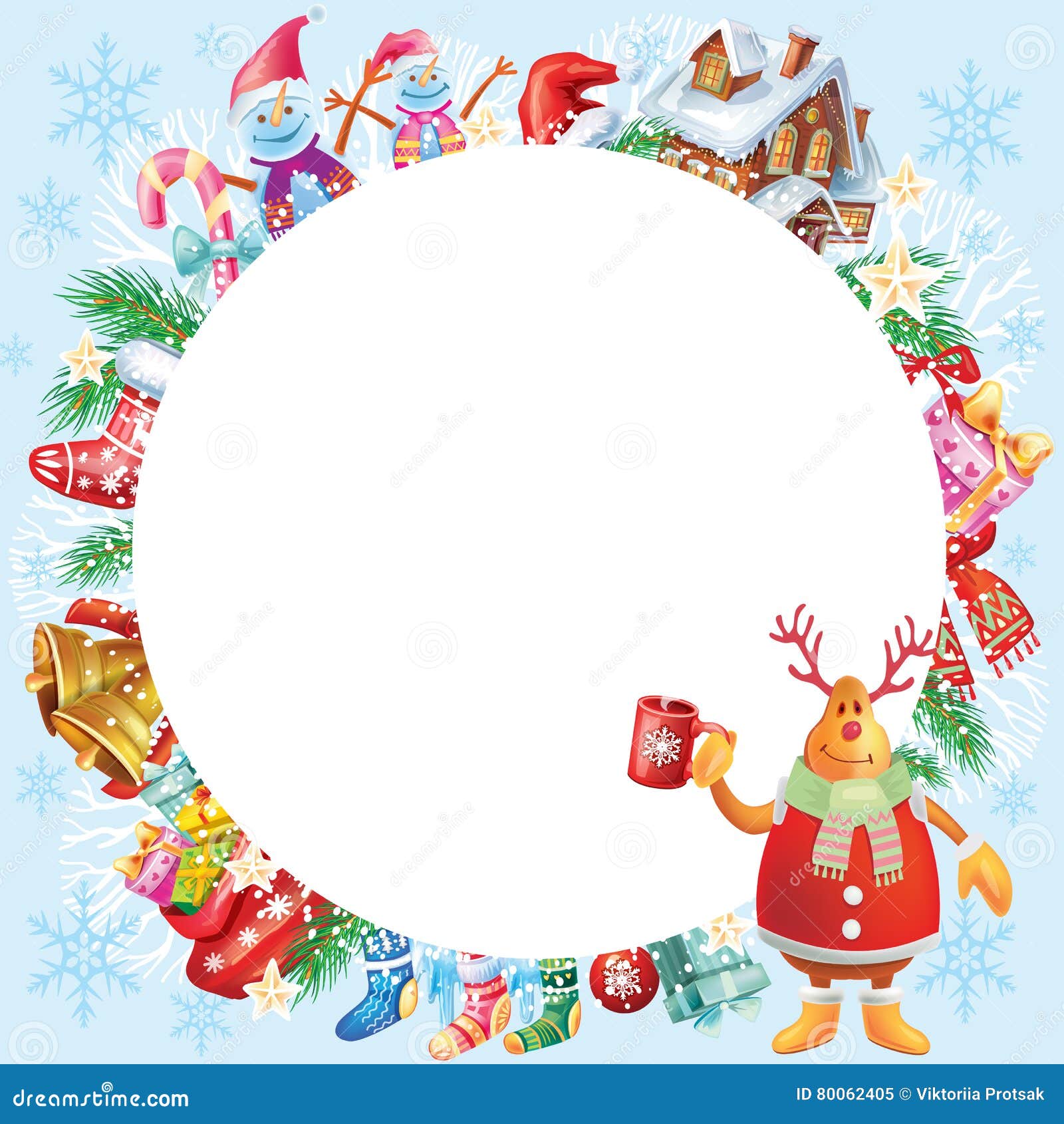 Frame redondo do Natal ilustração do vetor. Ilustração de mitenes ...