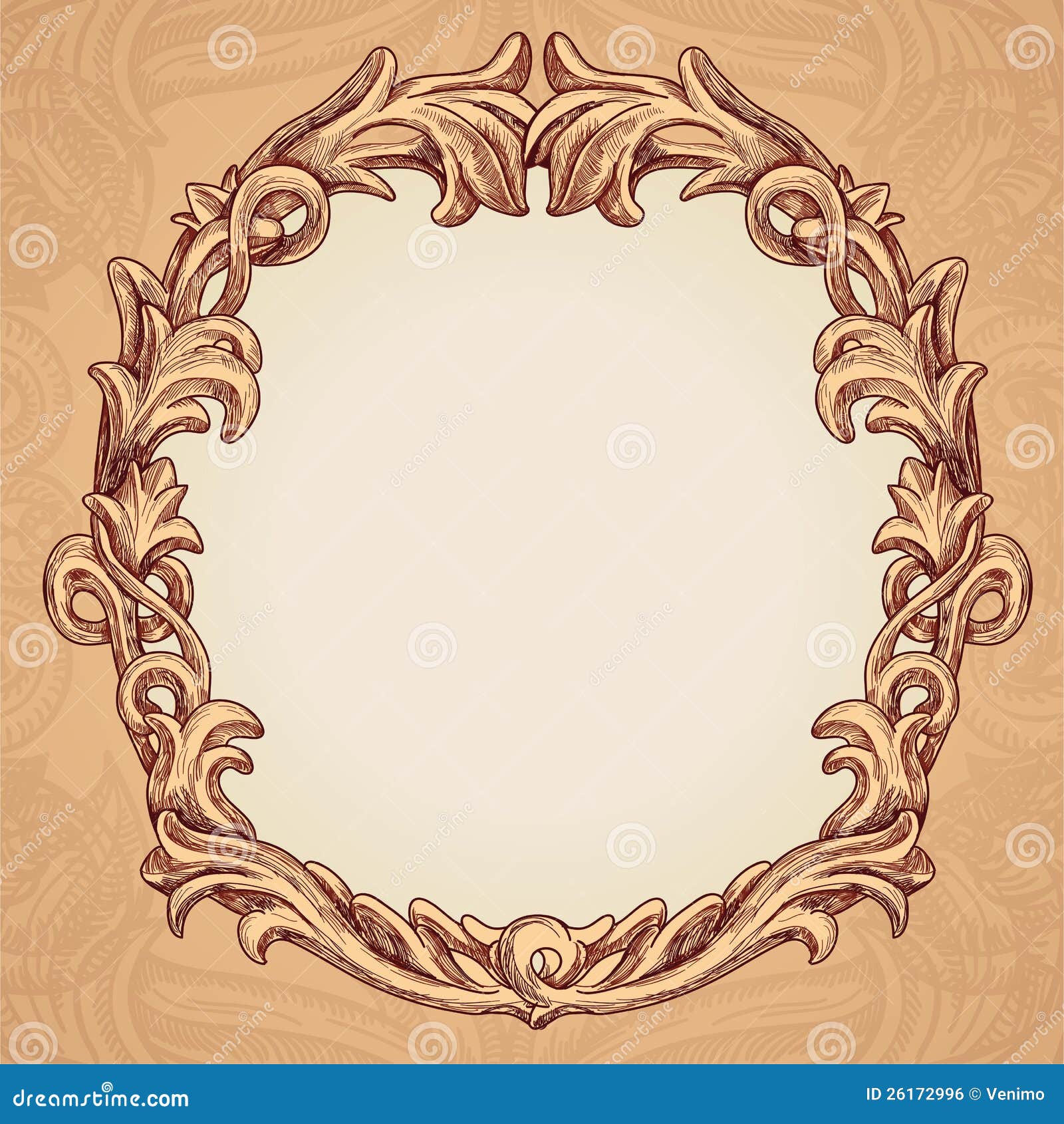 Frame Redondo Do Vetor No Estilo Do Vintage Ilustração do Vetor ...