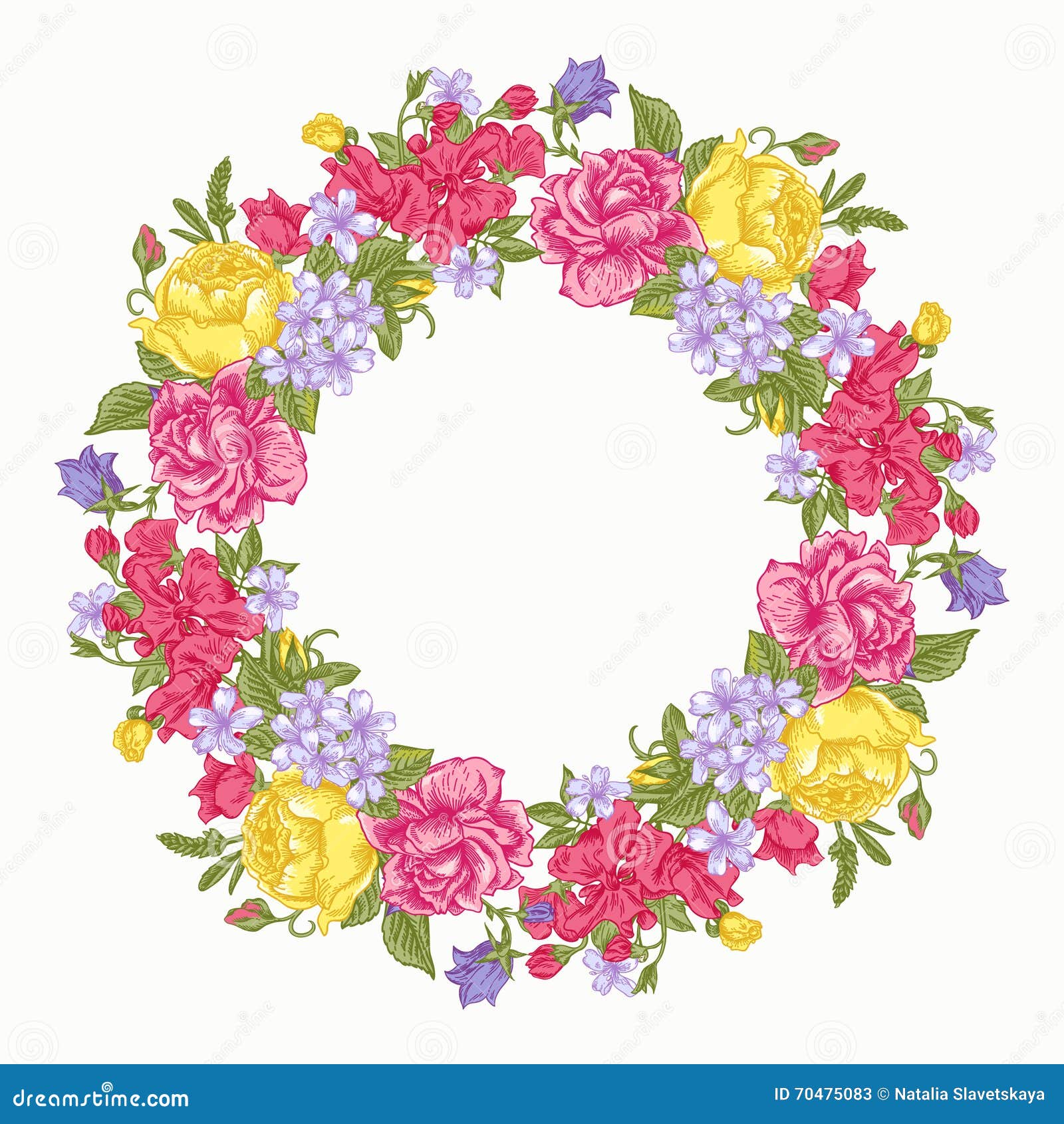 Frame Redondo Floral Ilustração do Vetor - Imagem: 70475083