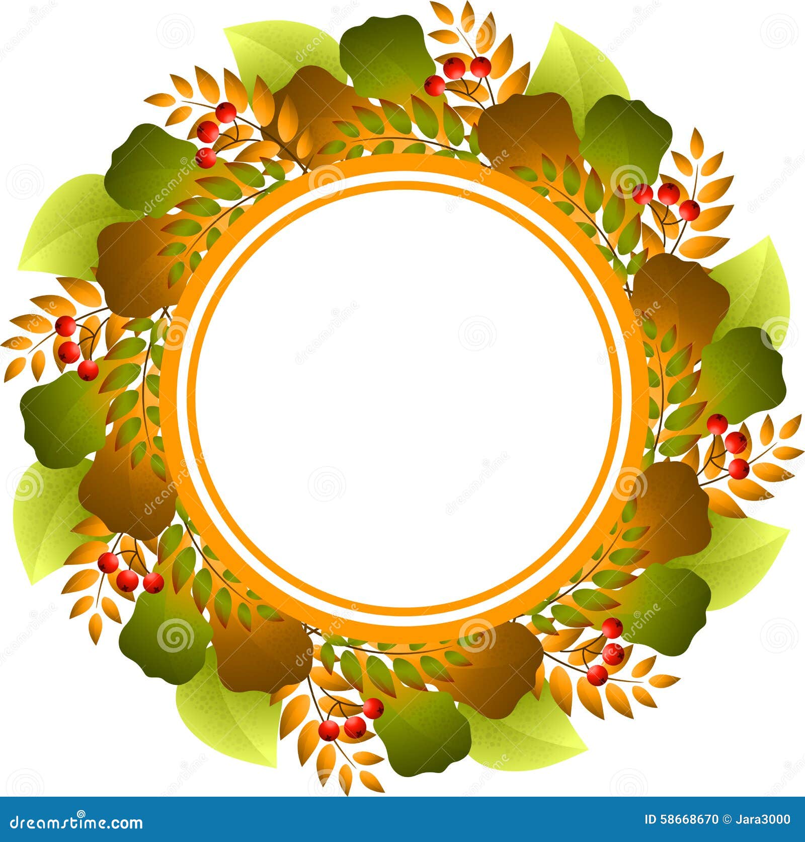Frame redondo outonal ilustração do vetor. Ilustração de projeto - 58668670