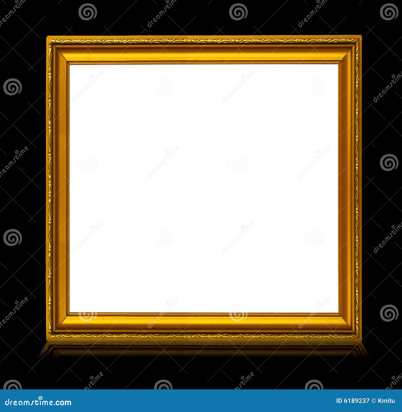 Frame with Reflection Isolated on Black Stock Image - Image of gold ...