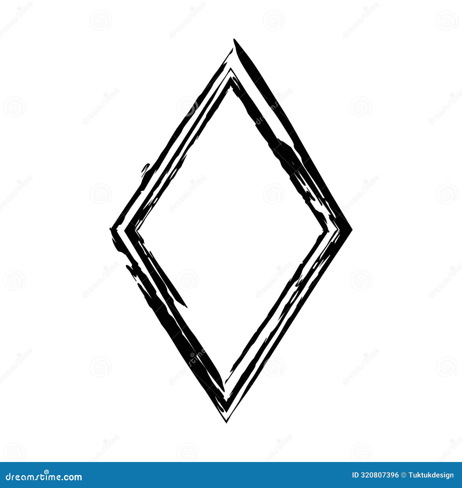 Frame Rhombus Texture Element, Outline Border Grunge Shape Icon ...