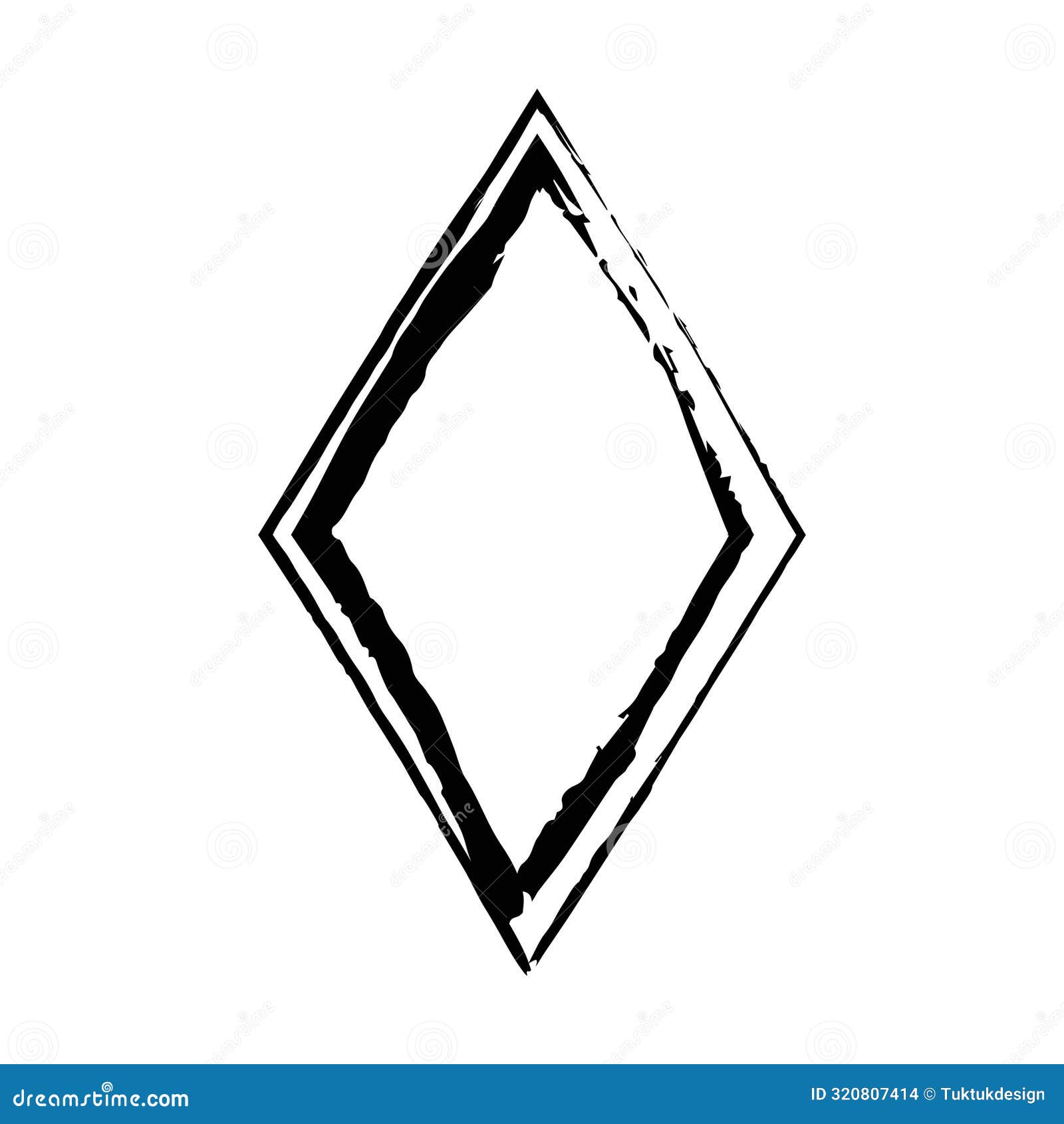 Frame Rhombus Texture Element, Outline Border Grunge Shape Icon ...