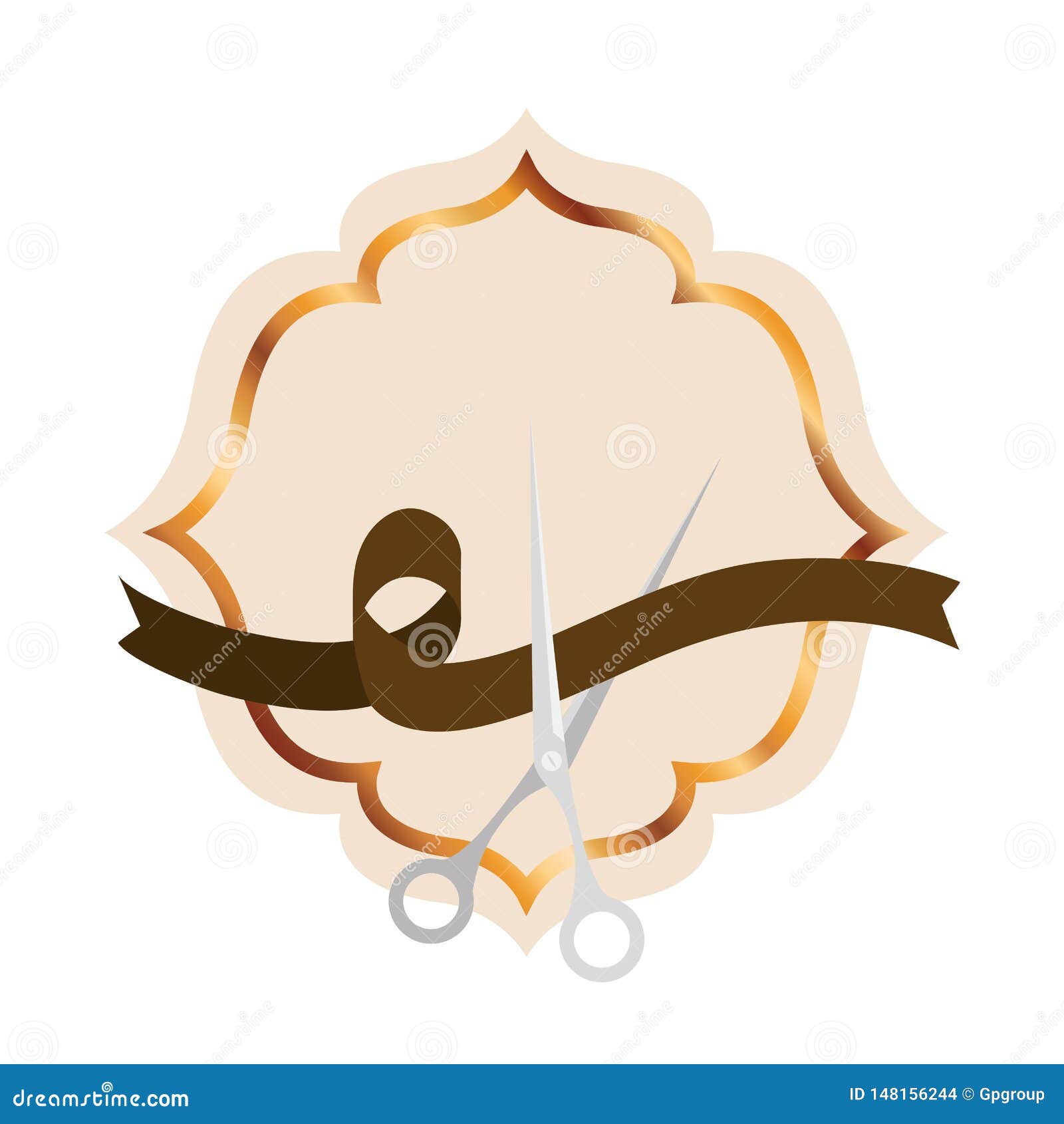 Frame with Ribbon and Scissor in White Background Stock Vector ...