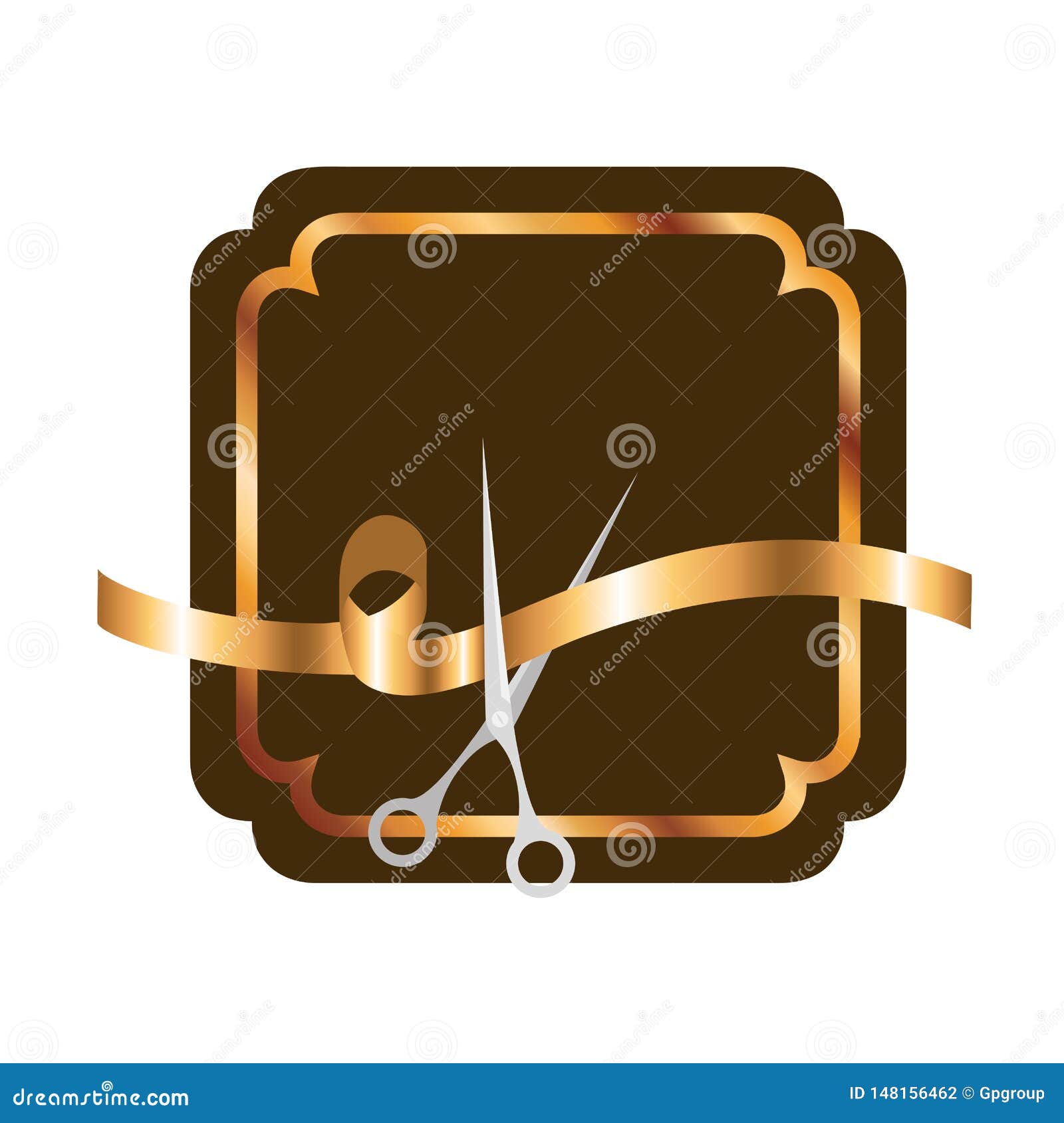 Frame with Ribbon and Scissor in White Background Stock Vector ...