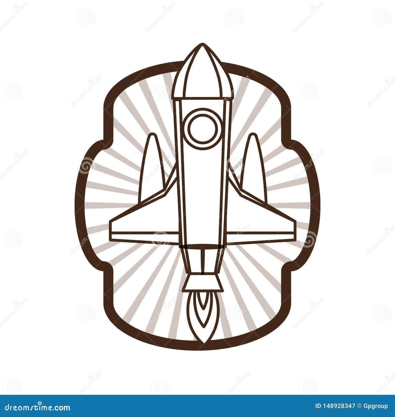 Frame with Rocket Taking Off Icon Stock Vector - Illustration of launch ...