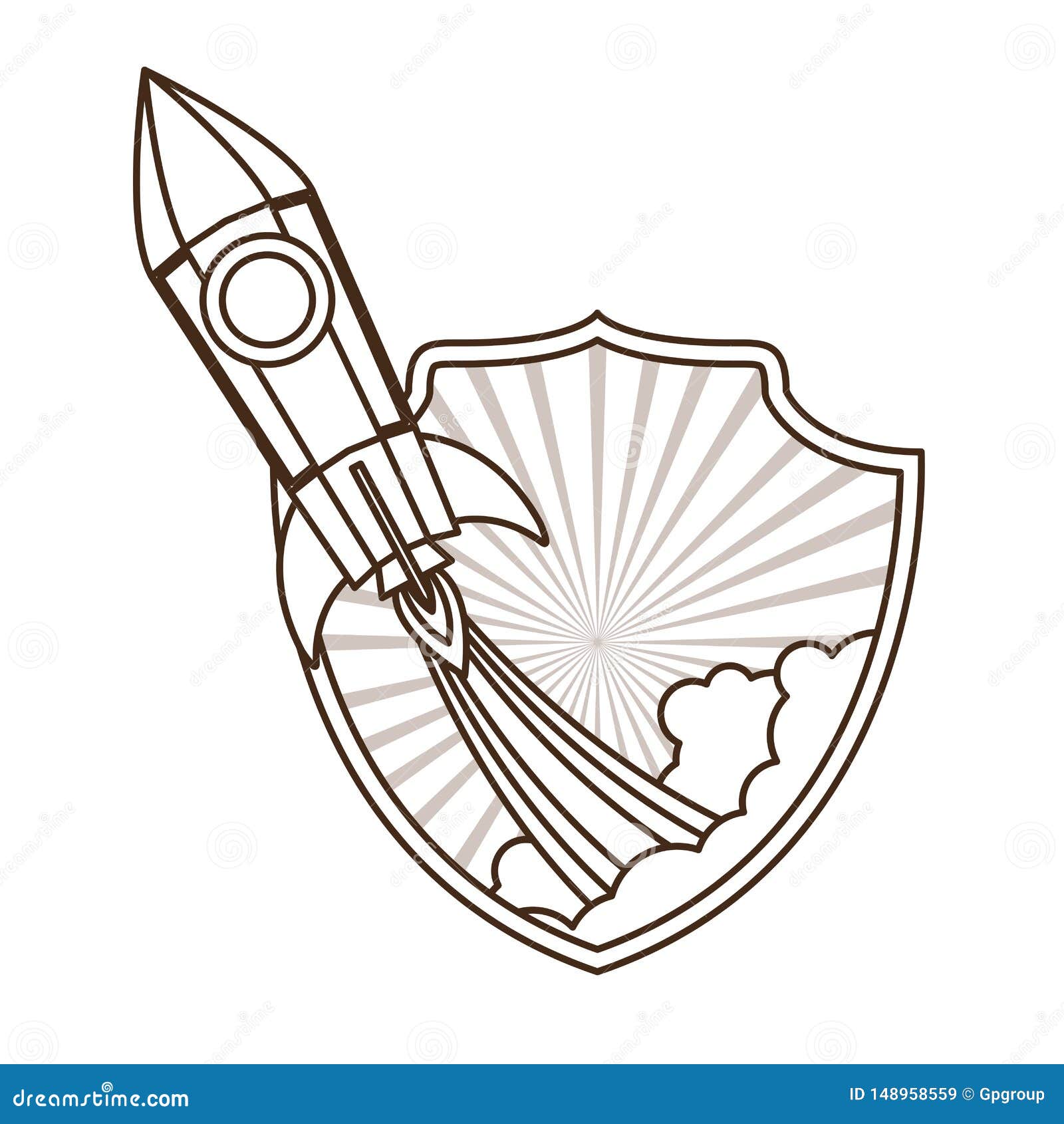 Frame with Rocket Taking Off Icon Stock Vector - Illustration of launch ...