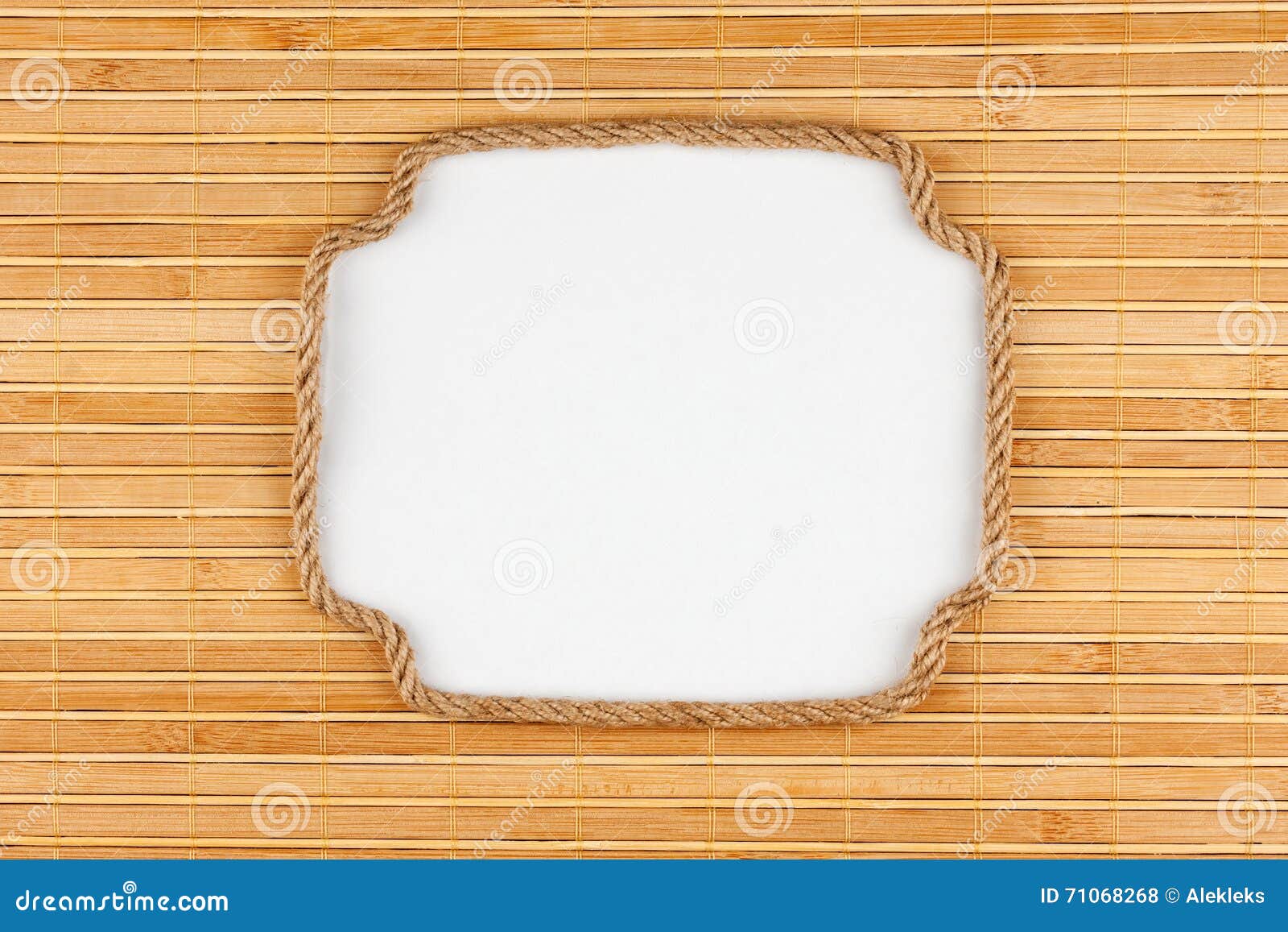 Frame of Rope Lying on a Bamboo Mat with a White Background for Your ...