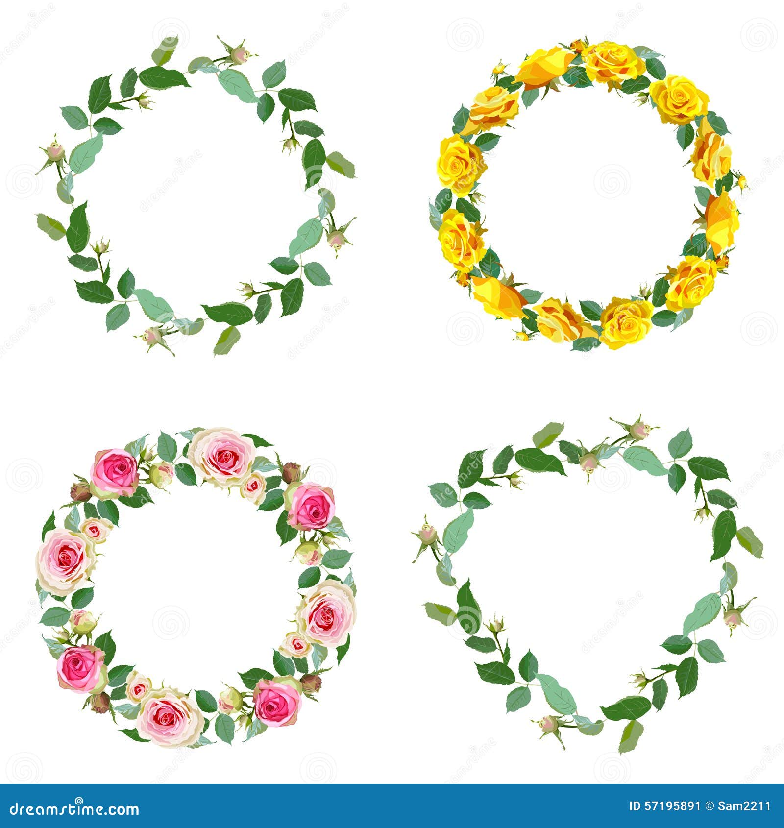 Frame with Rose. Set of Round Floral Borders Stock Vector ...
