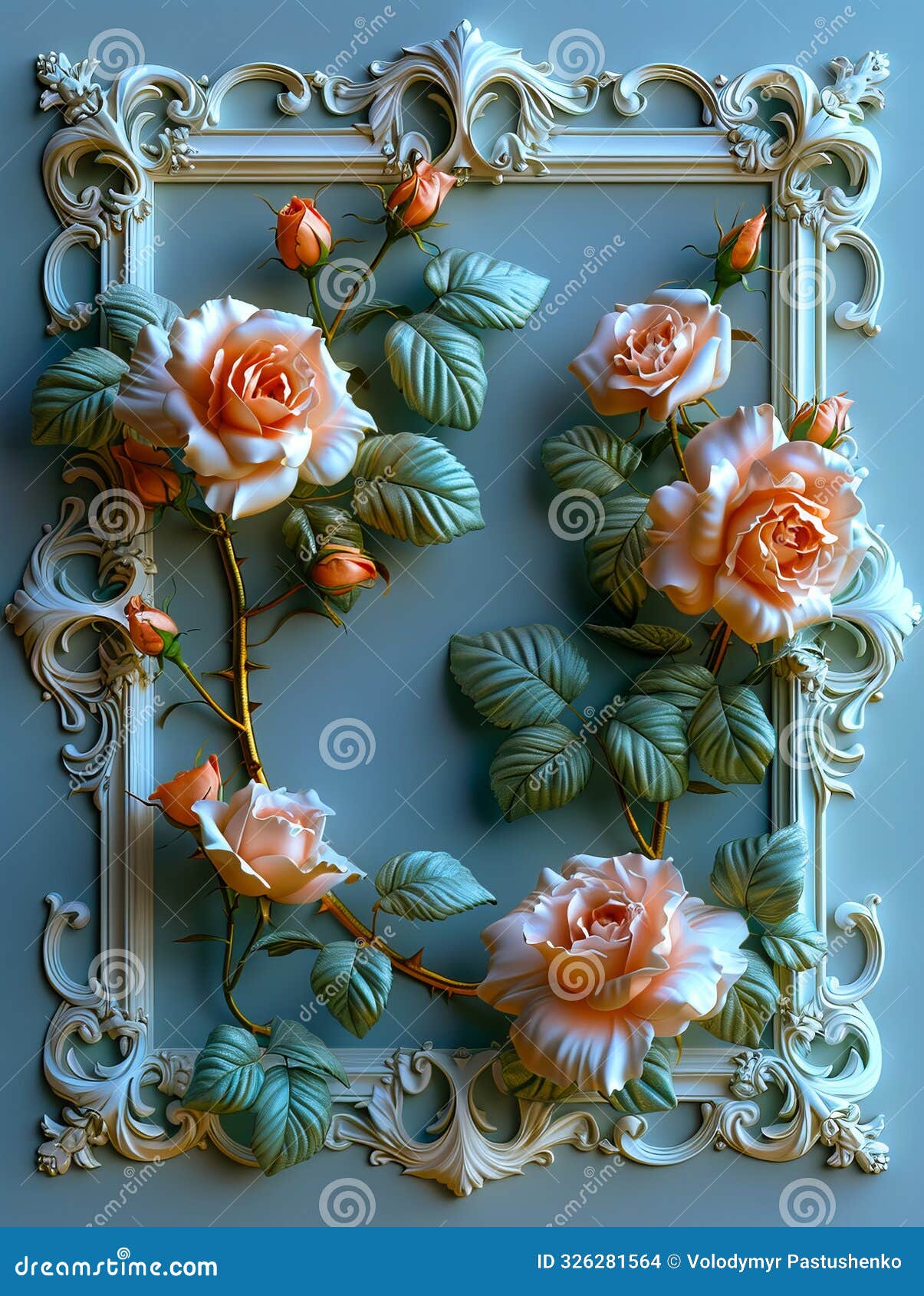A Frame with Roses and Leaves on it Stock Photo - Image of rose, pink ...