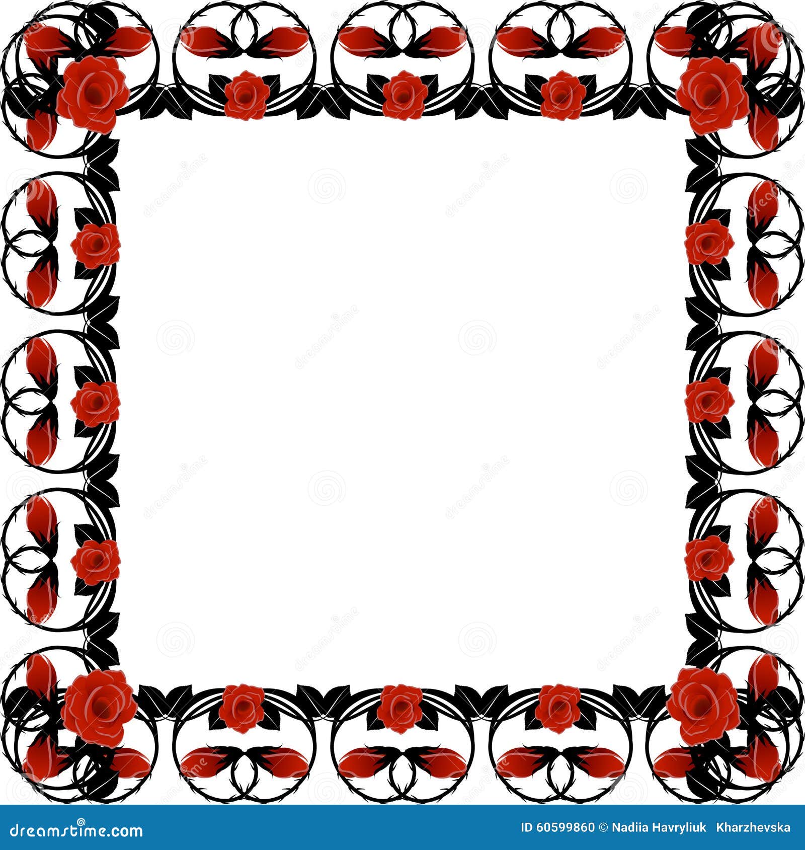 Frame with roses. stock vector. Illustration of element - 60599860