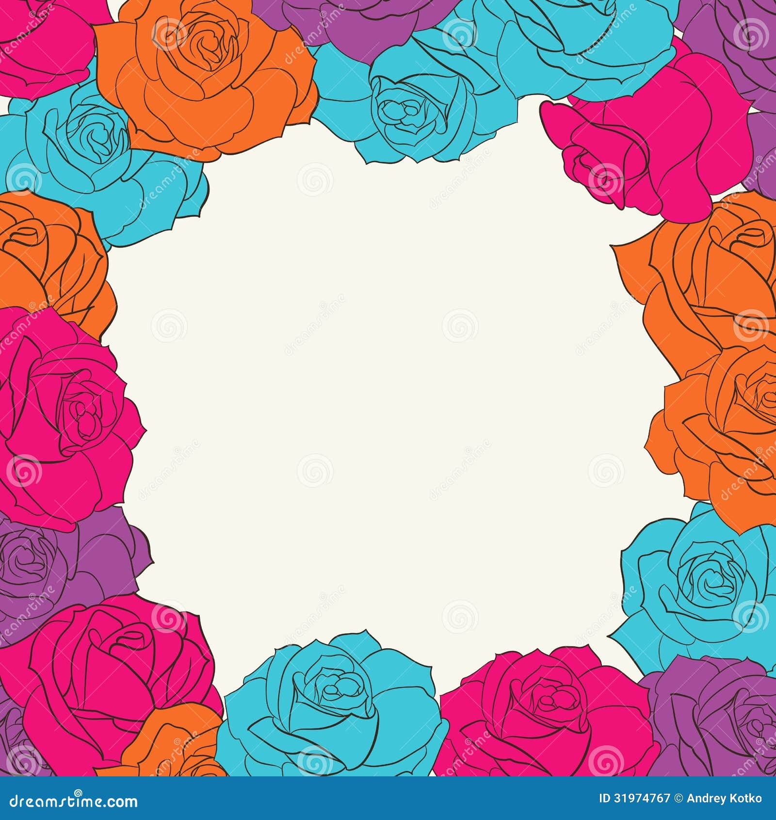Frame with roses. stock vector. Illustration of graphic - 31974767