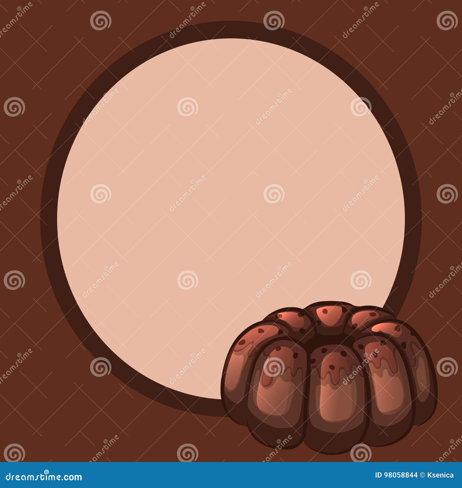 Frame and a Round Chocolate Cake. Stock Vector - Illustration of cake ...