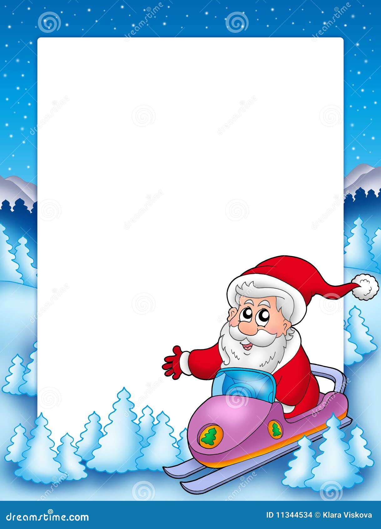 Frame with Santa Claus on Scooter Stock Illustration - Illustration of ...