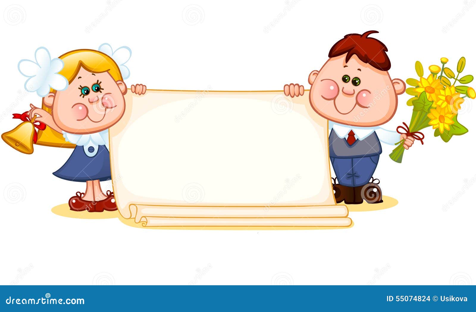 Frame with school children stock vector. Illustration of clothes - 55074824