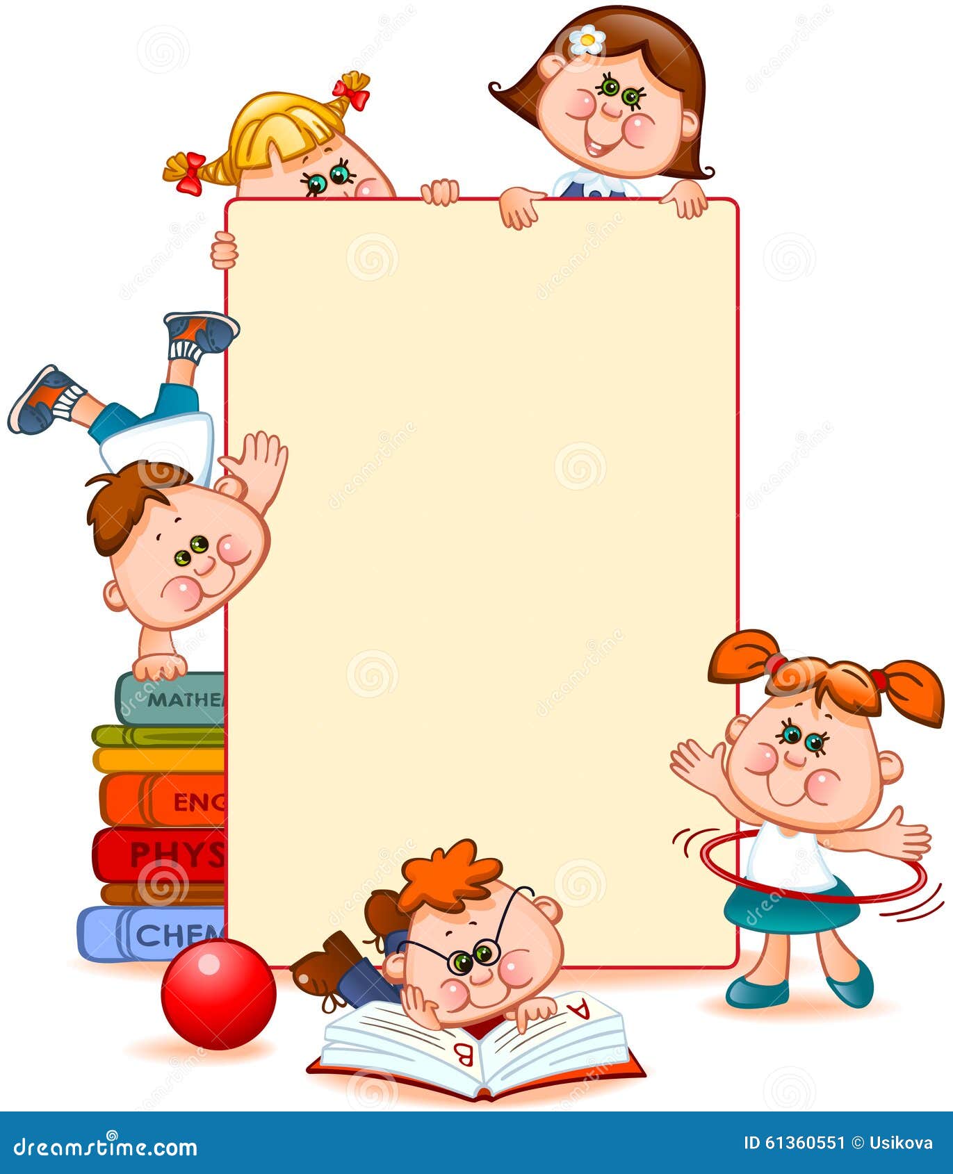 Frame with school children stock vector. Illustration of happy - 61360551