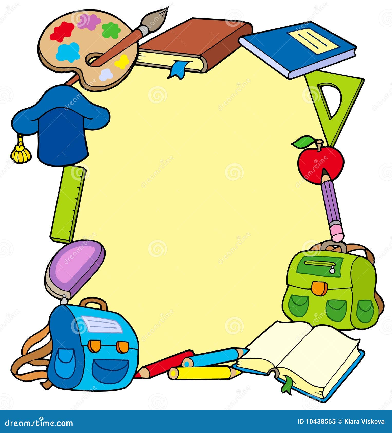 Frame from school objects stock vector. Illustration of design - 10438565