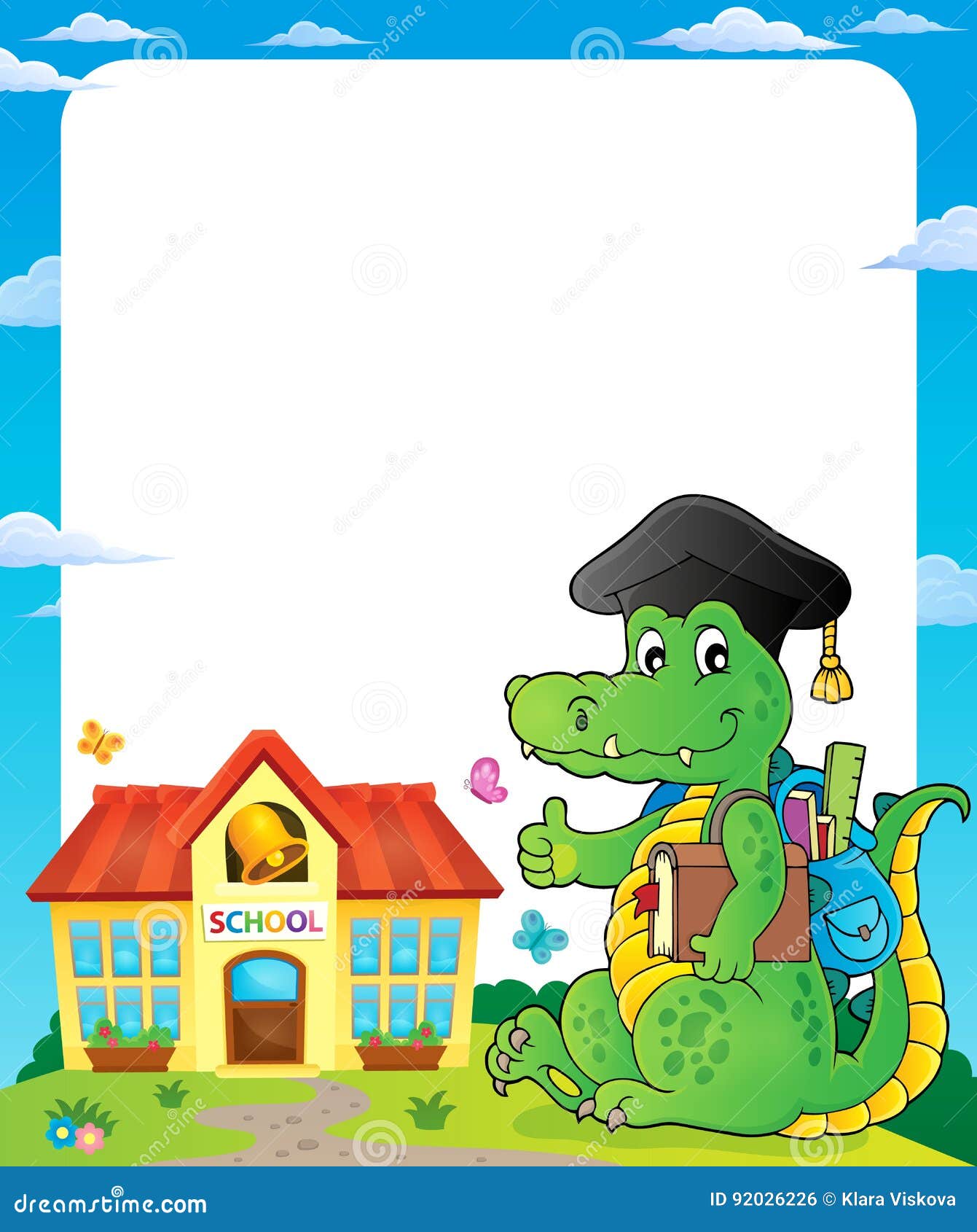 Frame with School Theme Crocodile Stock Vector - Illustration of animal ...