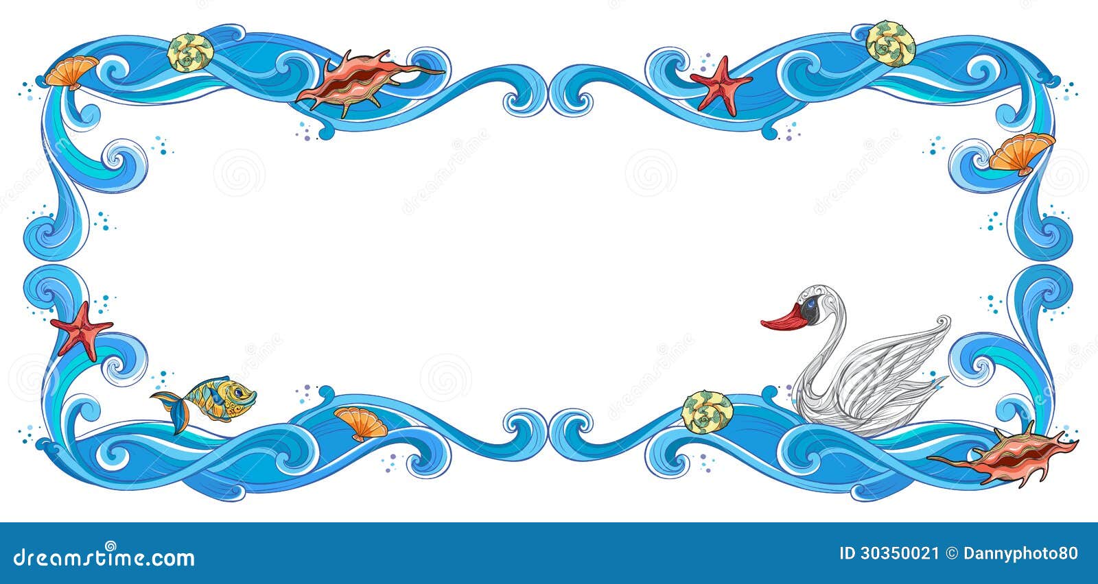 A frame of sea creatures stock vector. Illustration of shells - 30350021