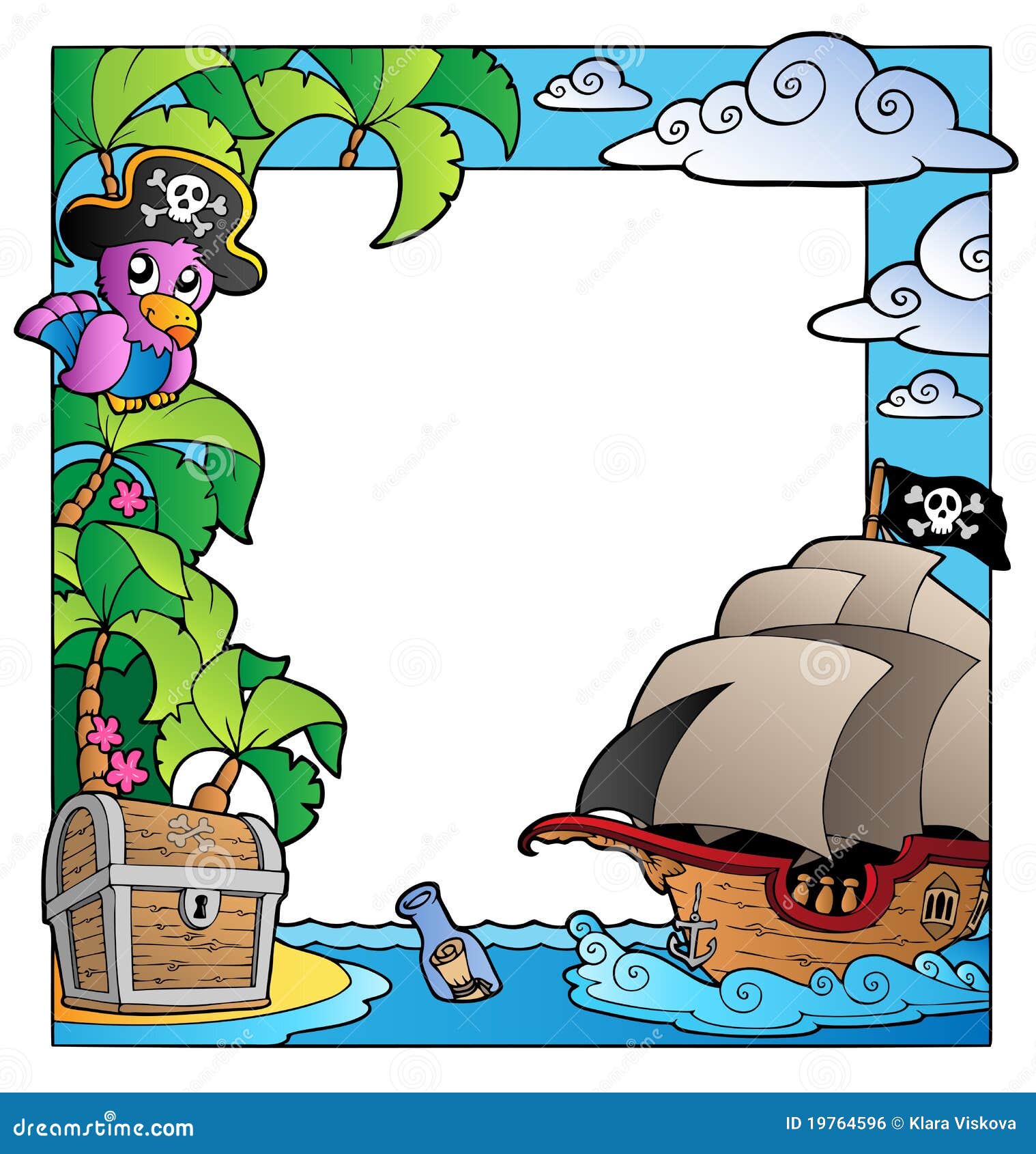 Frame On A Pirate Theme Cartoon Vector | CartoonDealer.com #31458269