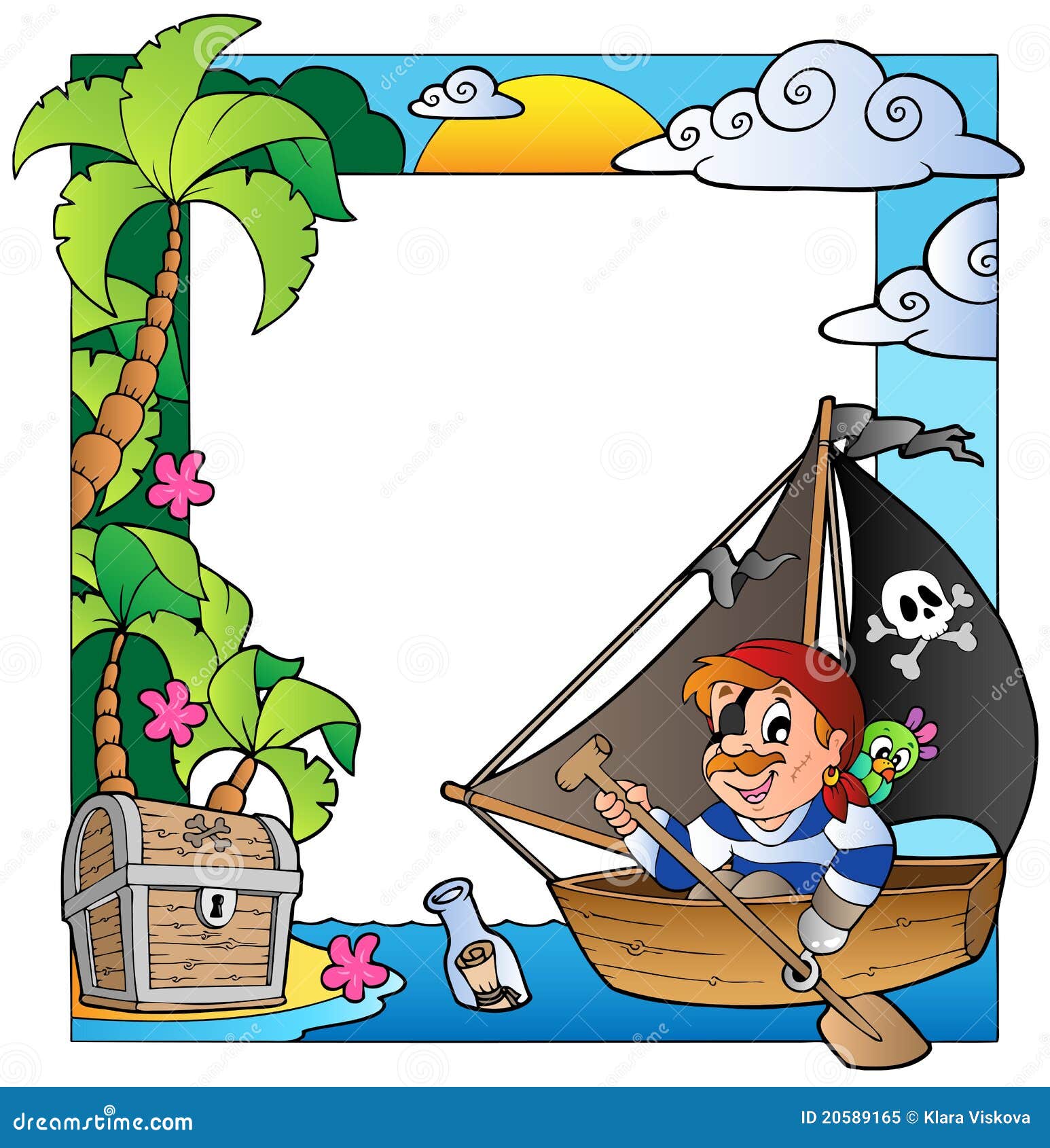 Frame On A Pirate Theme Cartoon Vector | CartoonDealer.com #31458269