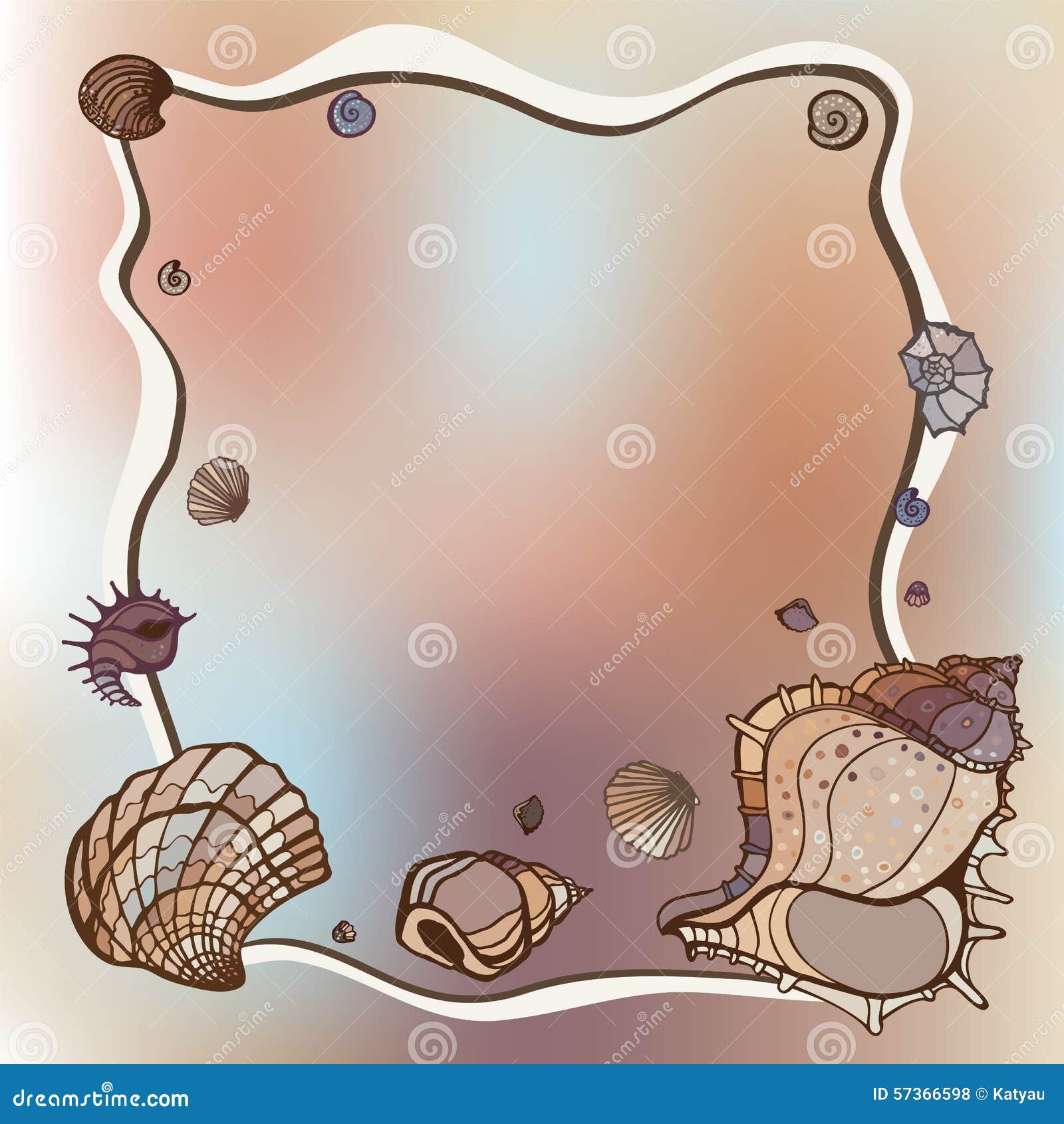 Frame of seashells stock vector. Illustration of pattern - 57366598