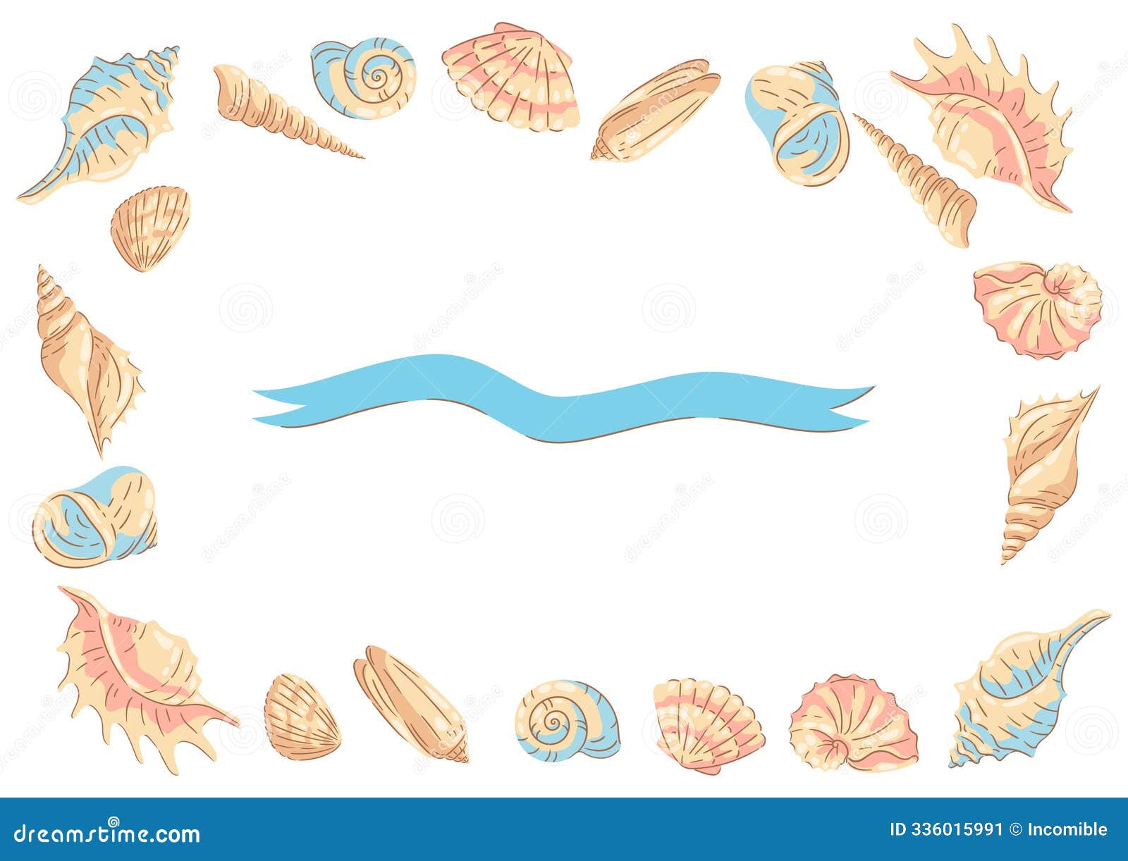 Frame with Seashells. Tropical Underwater Mollusk Shells Illustration ...