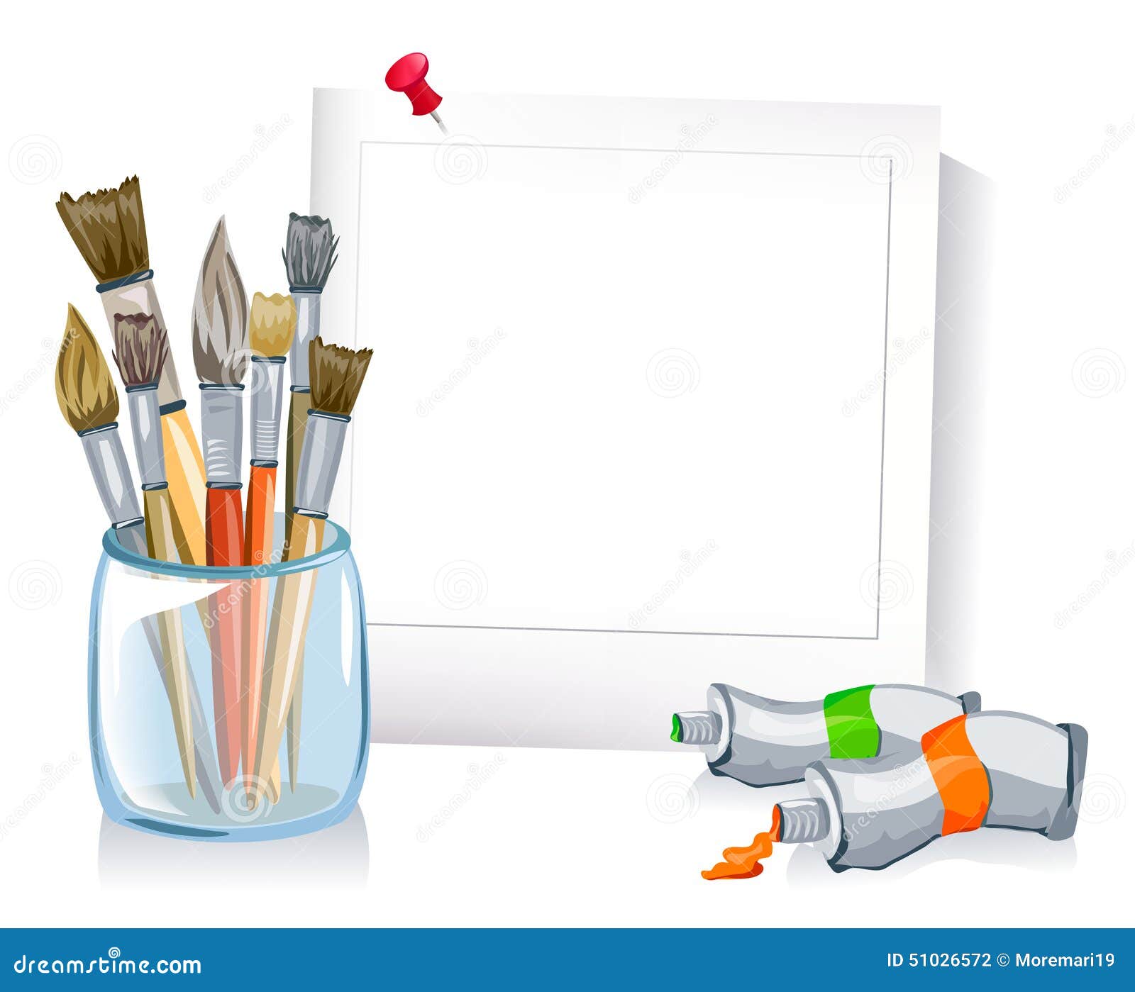 Frame with a Set of Brushes, Paints Stock Vector - Illustration of icon ...