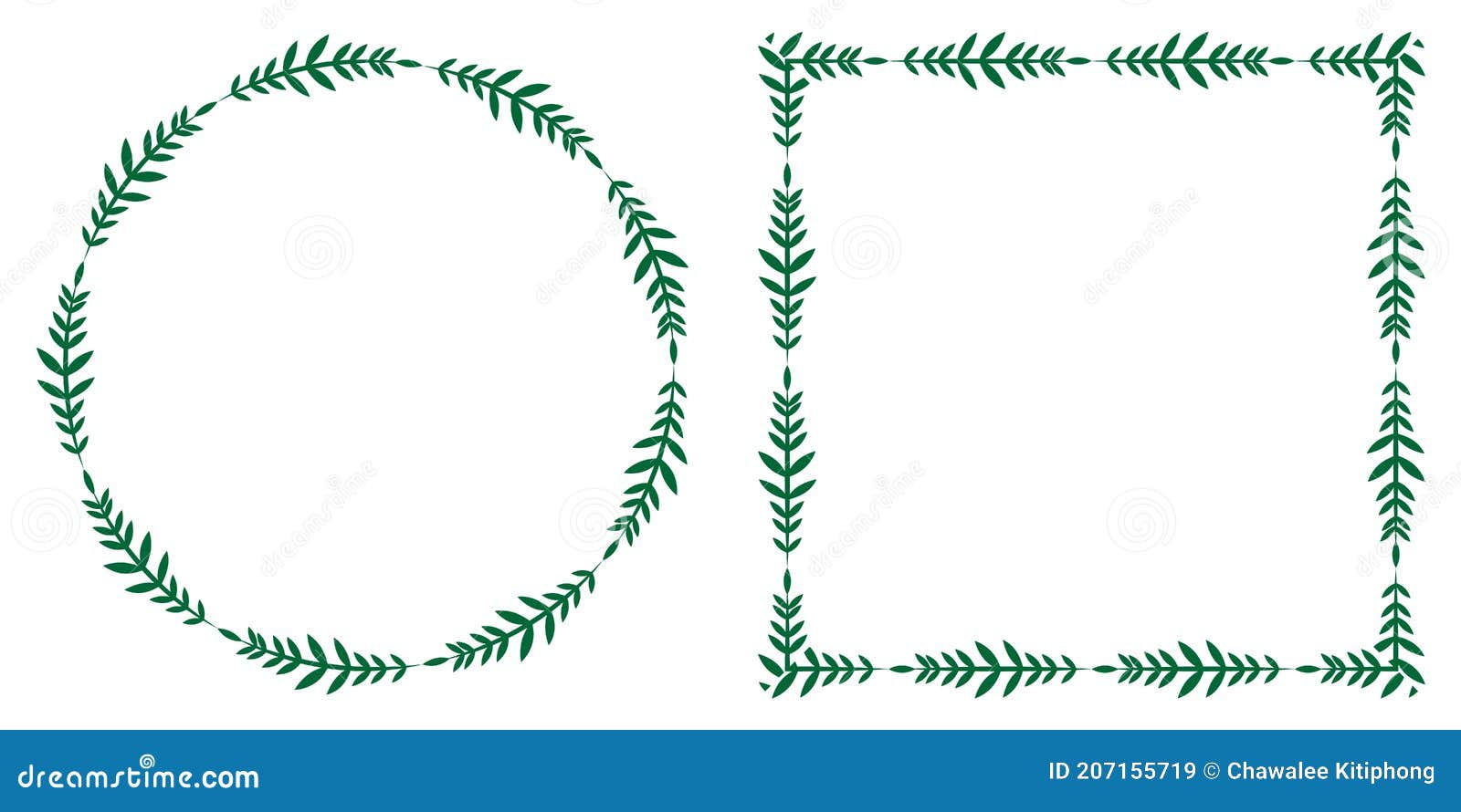 Frame Set in Circle and Square, Leave Wreath , Vector Illustrator EPS ...