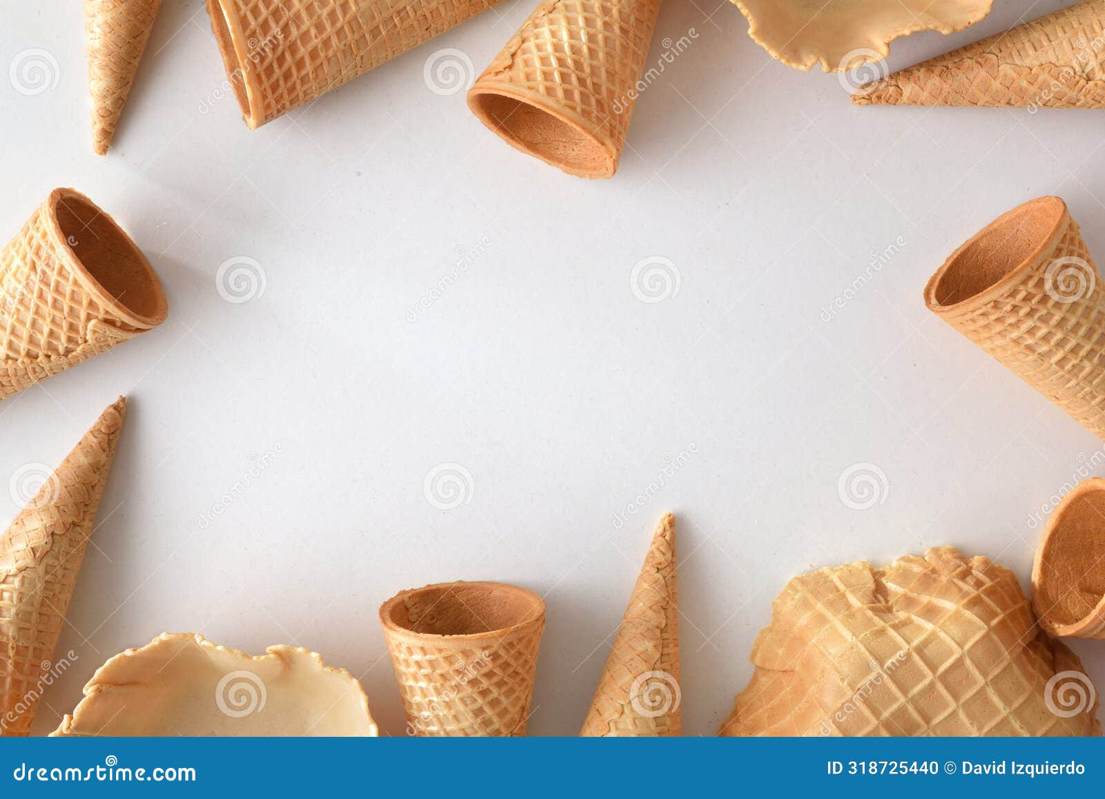 Frame with Set of Cone Shaped and Bowl Shaped Wafers Stock Photo ...