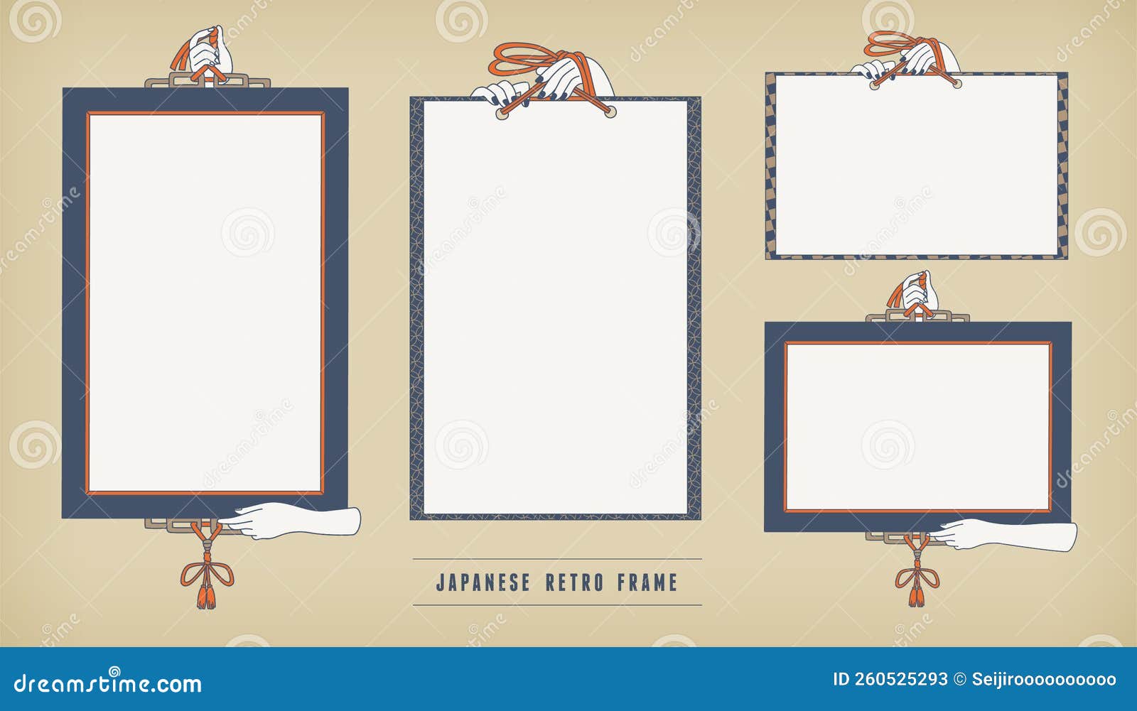 Frame Set with Japanese Style Retro Design Stock Vector - Illustration ...