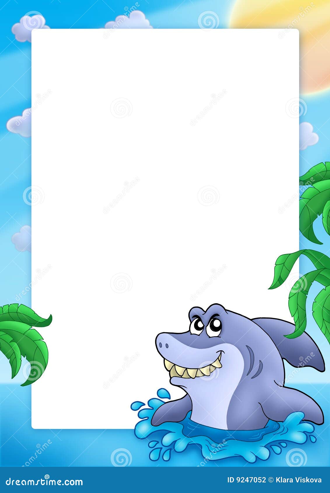 Frame with shark stock illustration. Illustration of animal - 9247052