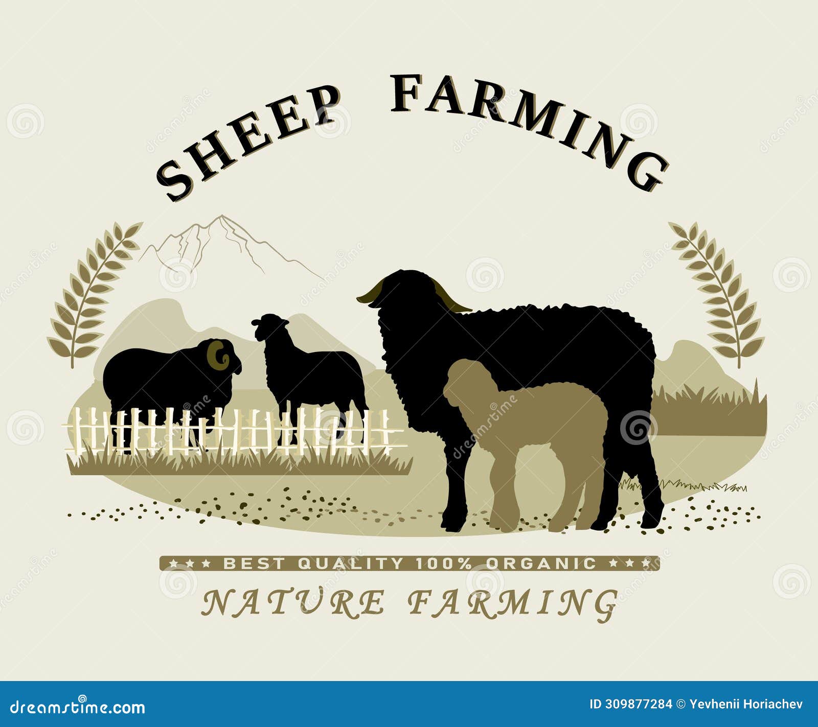 Frame with Sheep Farm Objects Silhouettes and Text for Product Labels ...