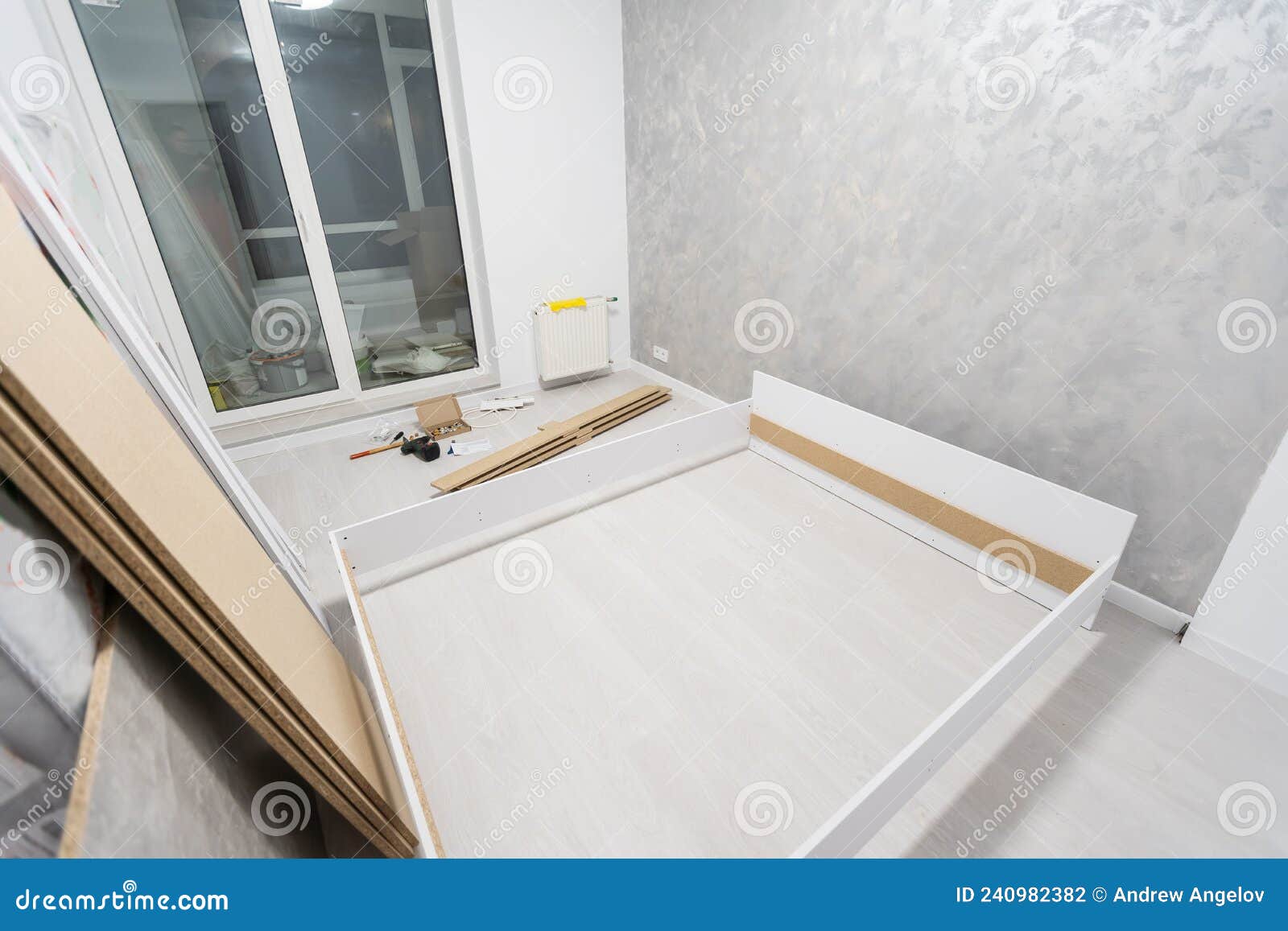 Frame of a Simple Bed Made of Wood. Stock Photo - Image of process ...