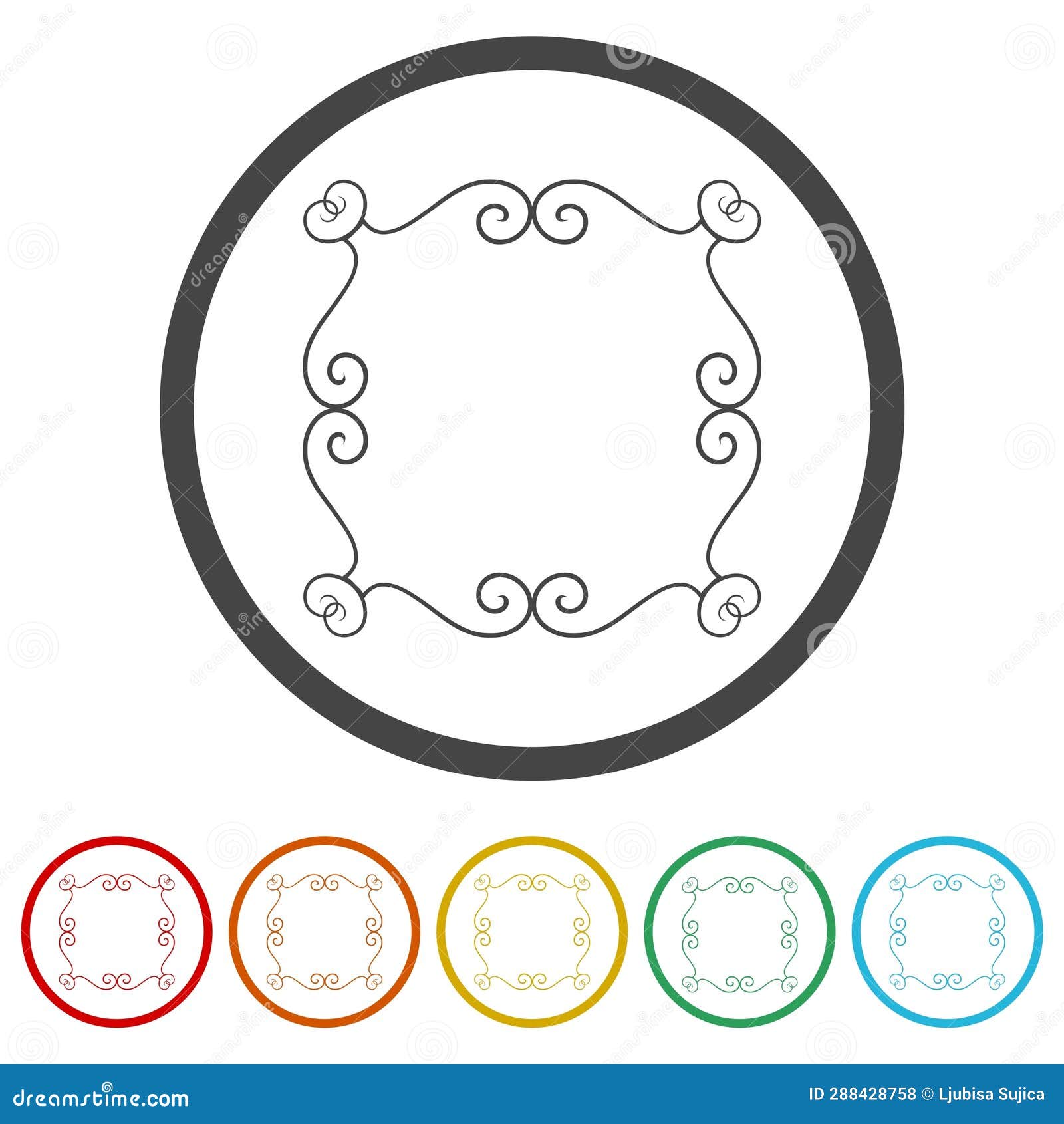 Frame Simple Icon. Set Icons in Color Circle Buttons Stock Vector ...