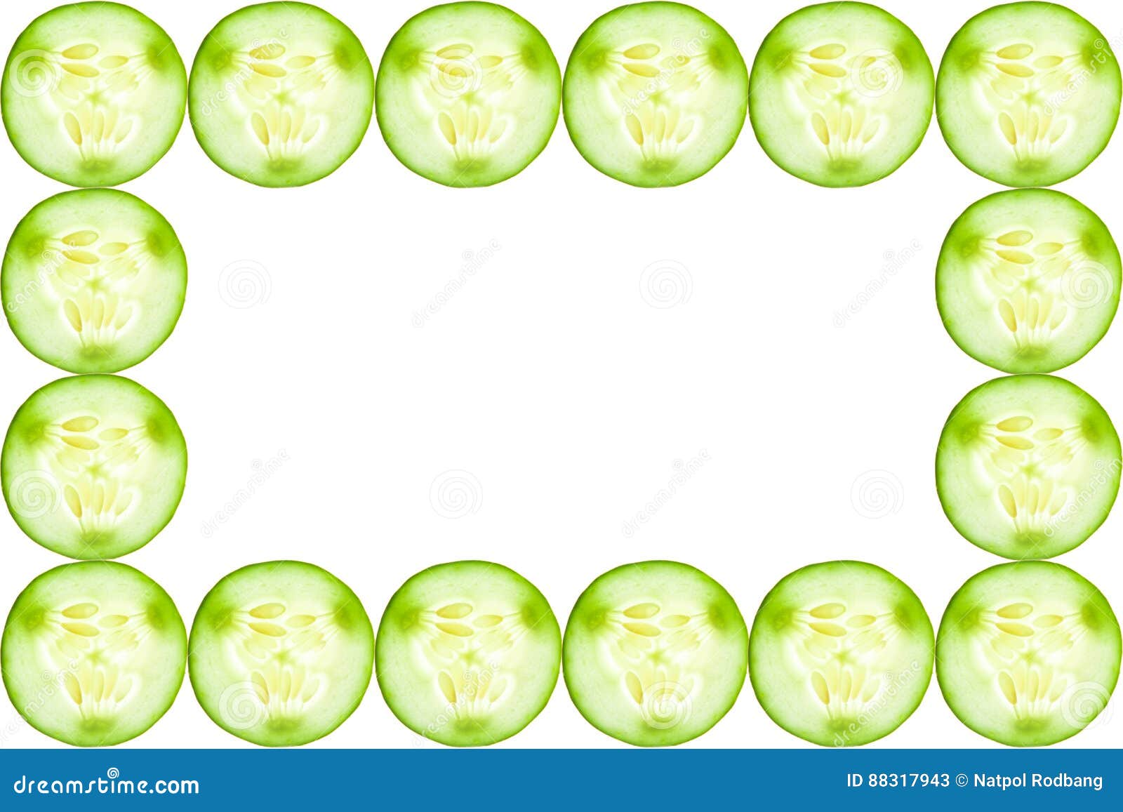 Frame from Slices of Fresh Cucumber on White Background Stock Image ...
