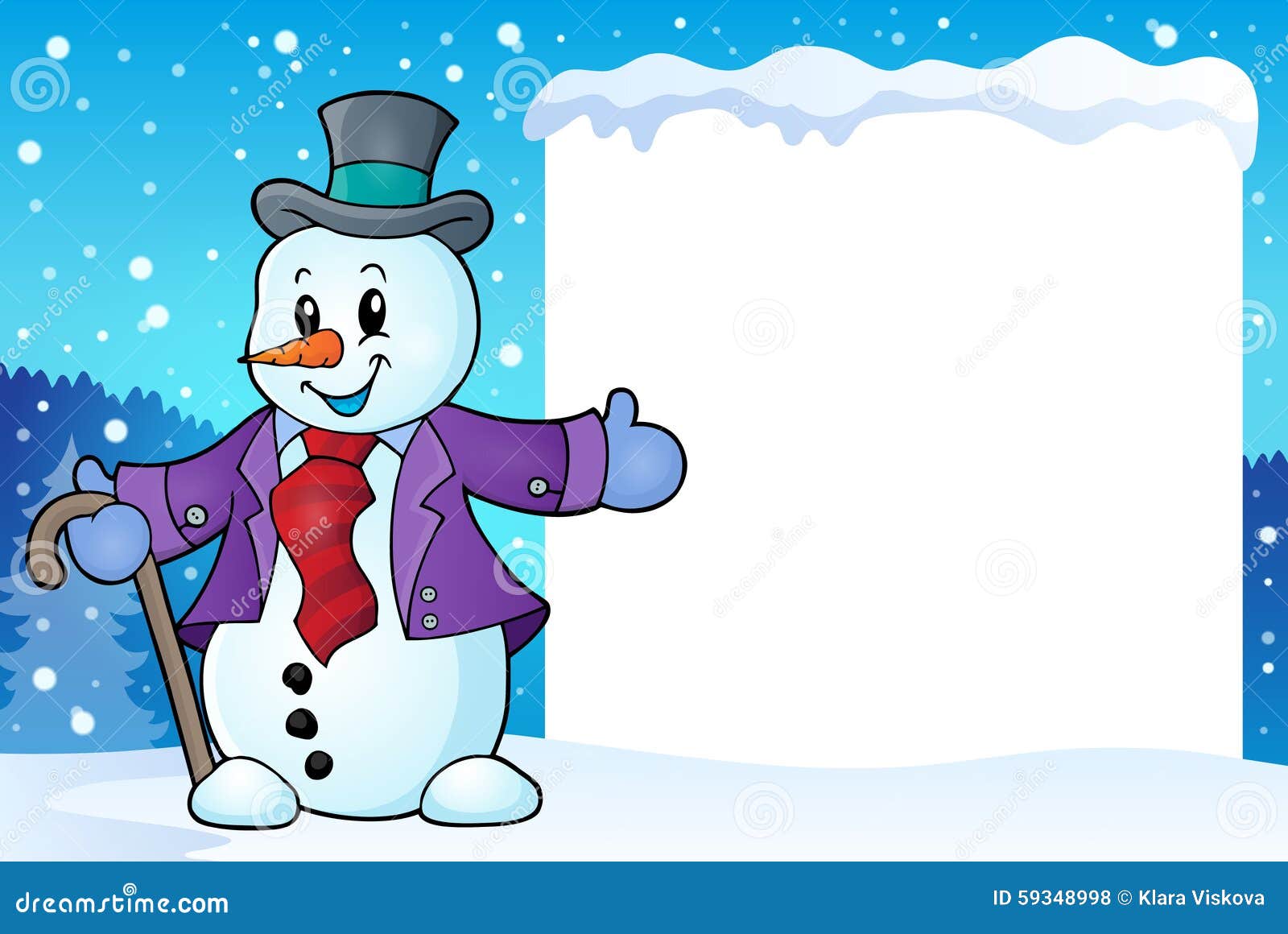 Frame with snowman topic 2 stock vector. Illustration of frame - 59348998