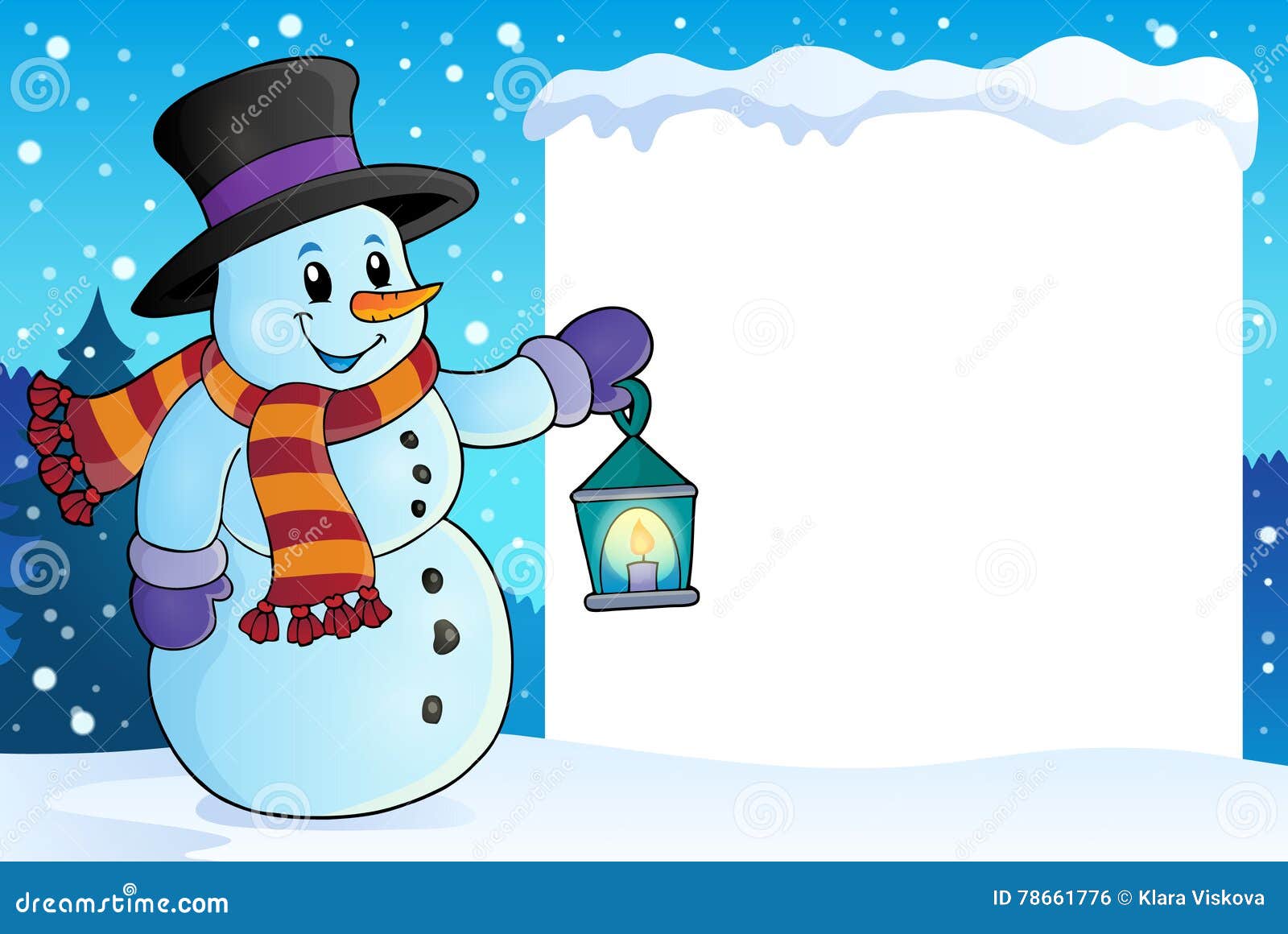 Frame with snowman topic 4 stock vector. Illustration of happy - 78661776